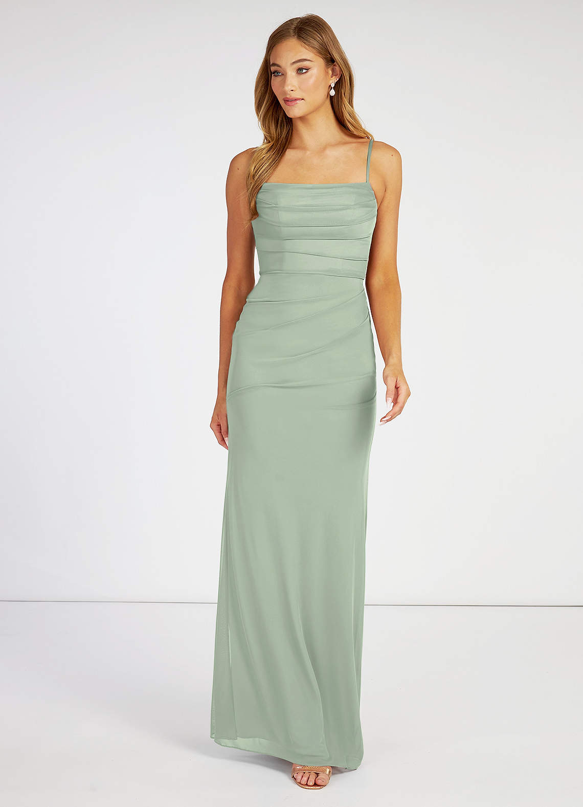 Dusty Sage Azazie Teyana Bridesmaid Dresses | Azazie