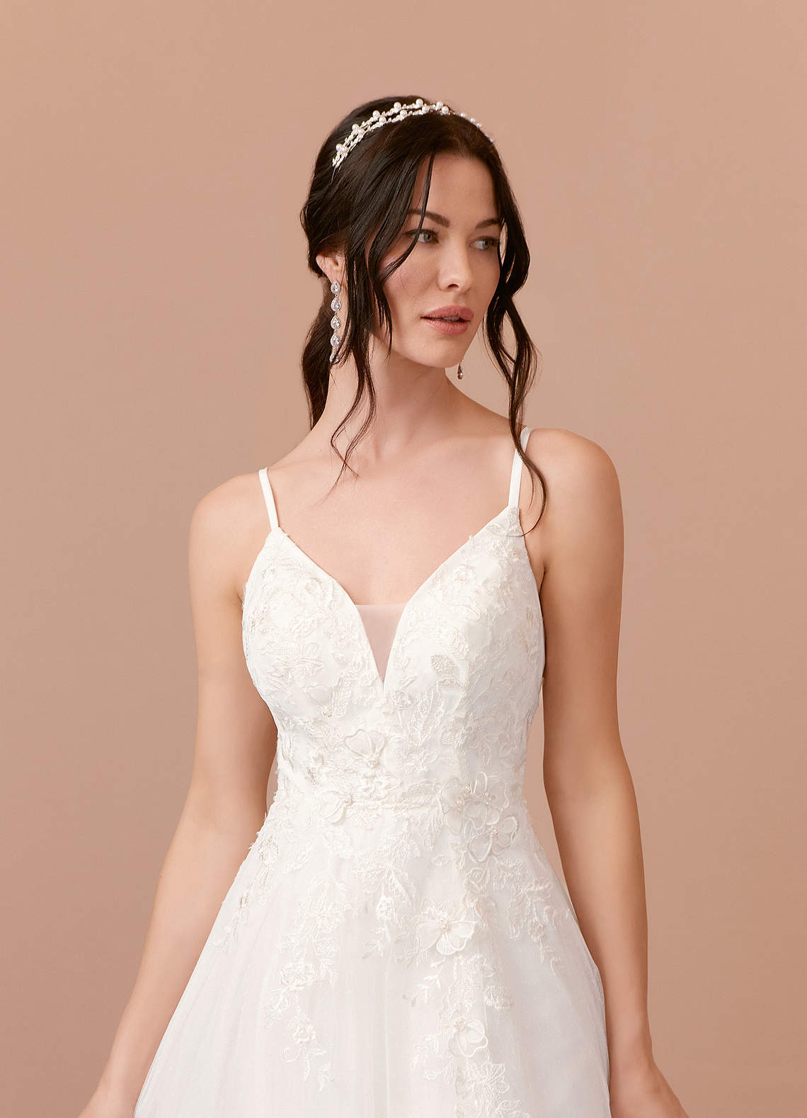 Diamond White Azazie Nikita A-Line Sequins Tulle Chapel Train Dress ...