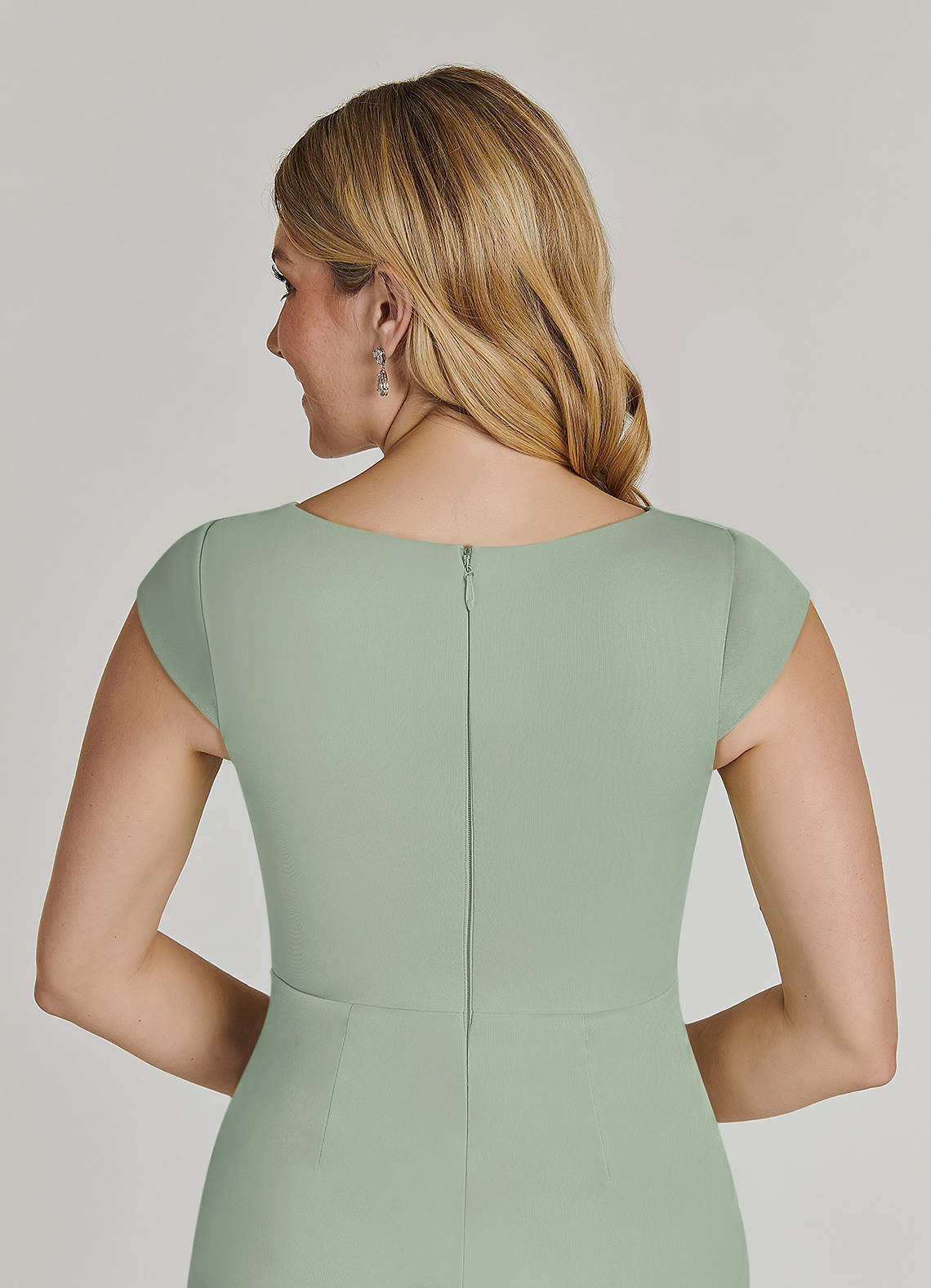 Dusty Sage Azazie Renetta Sheath V-Neck Pleated Mesh Asymmetrical Dress ...