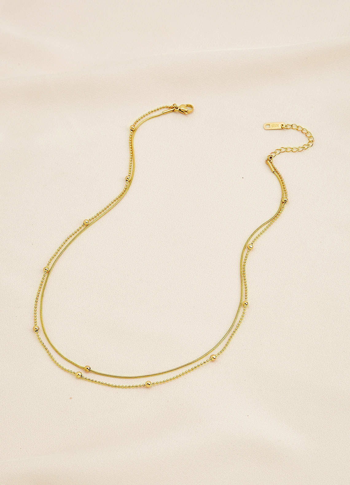 Round Snake Chain And Bead Chain Layered Necklace | Azazie
