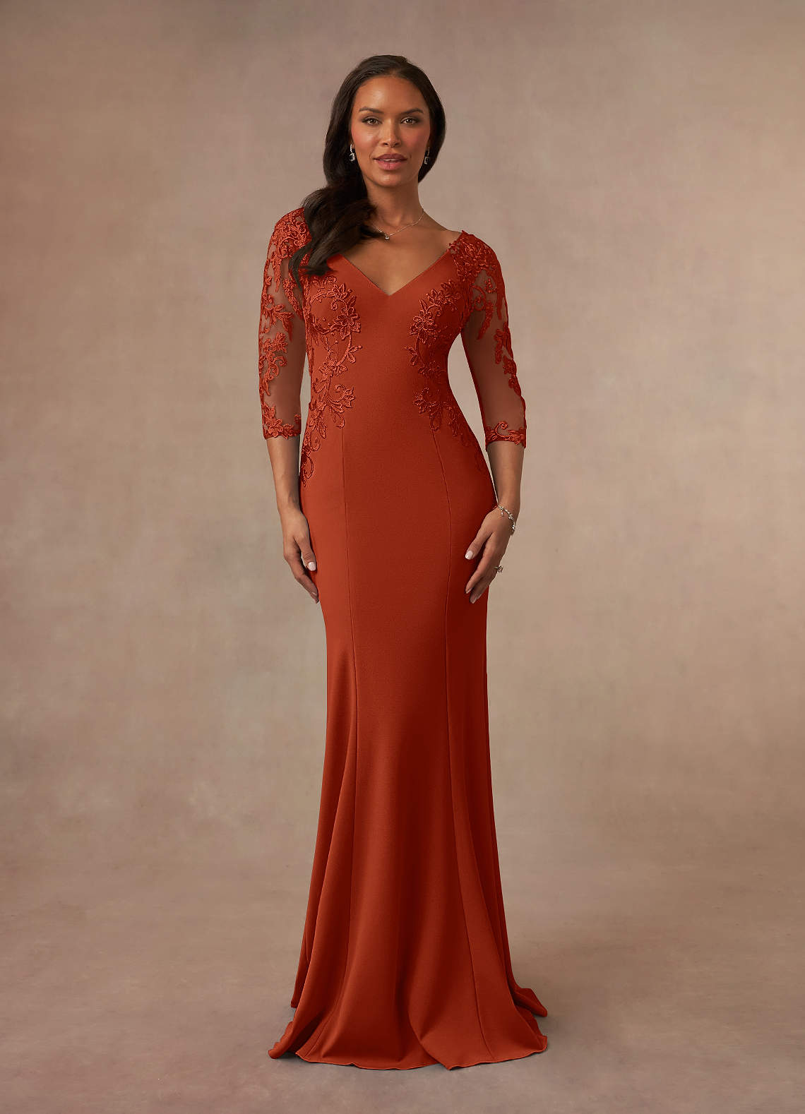 Azazie Fanny Rust Mermaid Lace Dress | Azazie