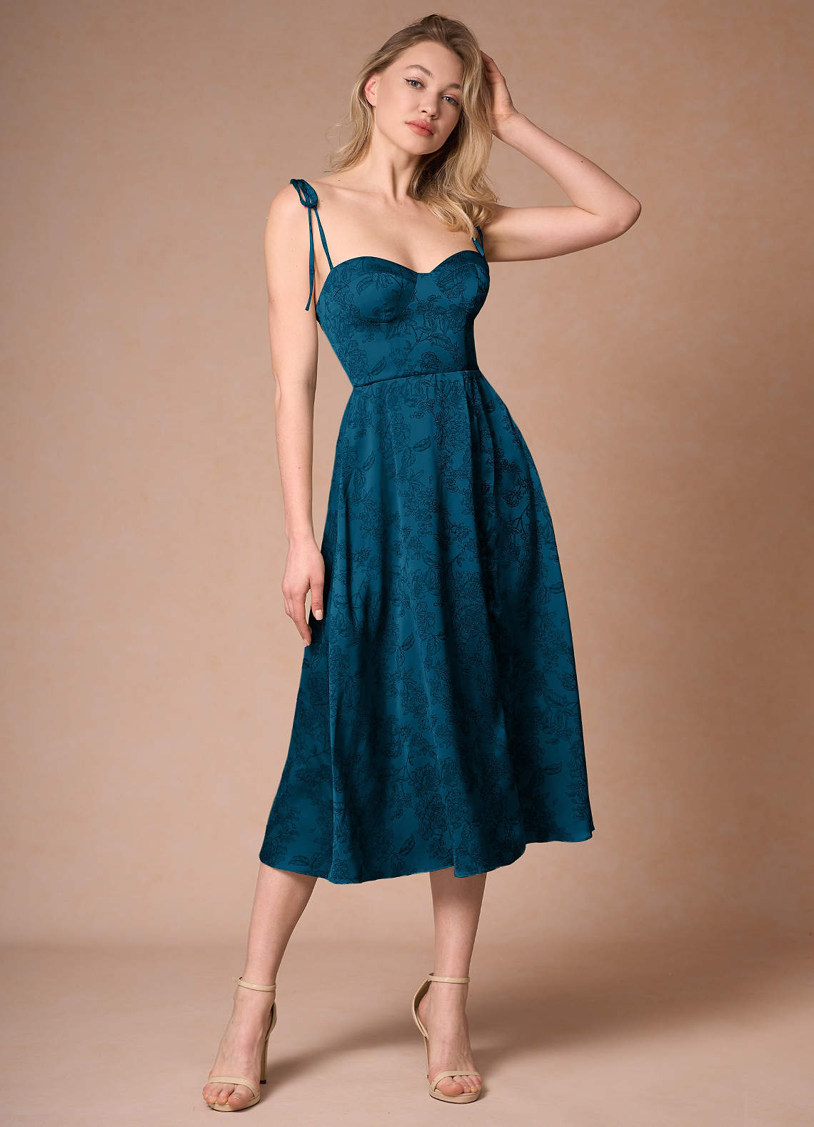 Cassien Navy Black Midi Dress | Azazie