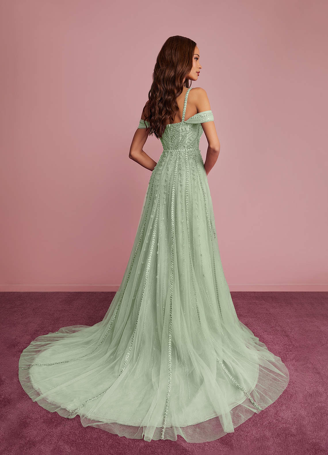 Barbie ♥ Azazie Beaded Motif Corset Bodice Tulle A-Line Gown | Azazie