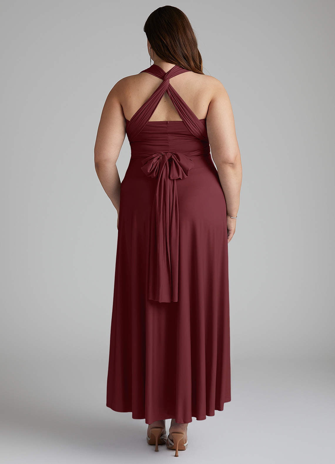 Wine Azazie Infinity Jersey Wrap A-Line Dress Bridesmaid Dresses | Azazie