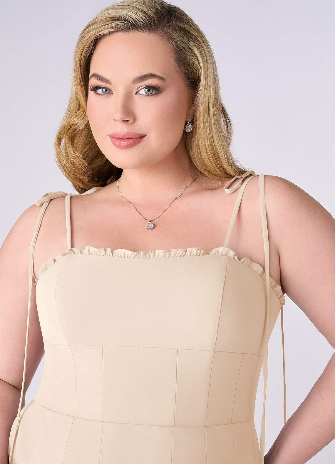 White Alabaster Box Pleated Chiffon A Line Dress Bridesmaid Dresses Azazie