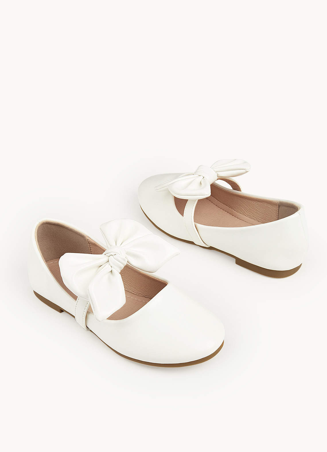 White Bow Strap Girl's Flat Shoes | Azazie