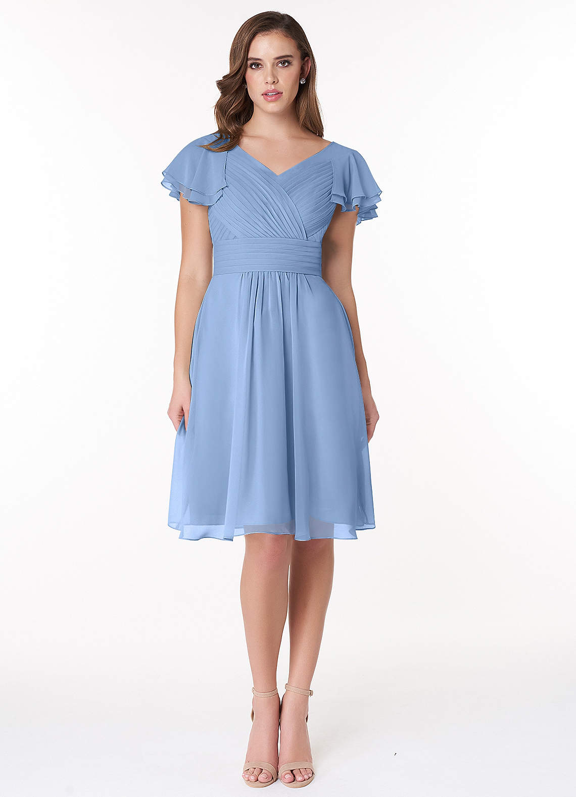 Azazie Hadley Steel Blue Modest Bridesmaid Dresses Azazie