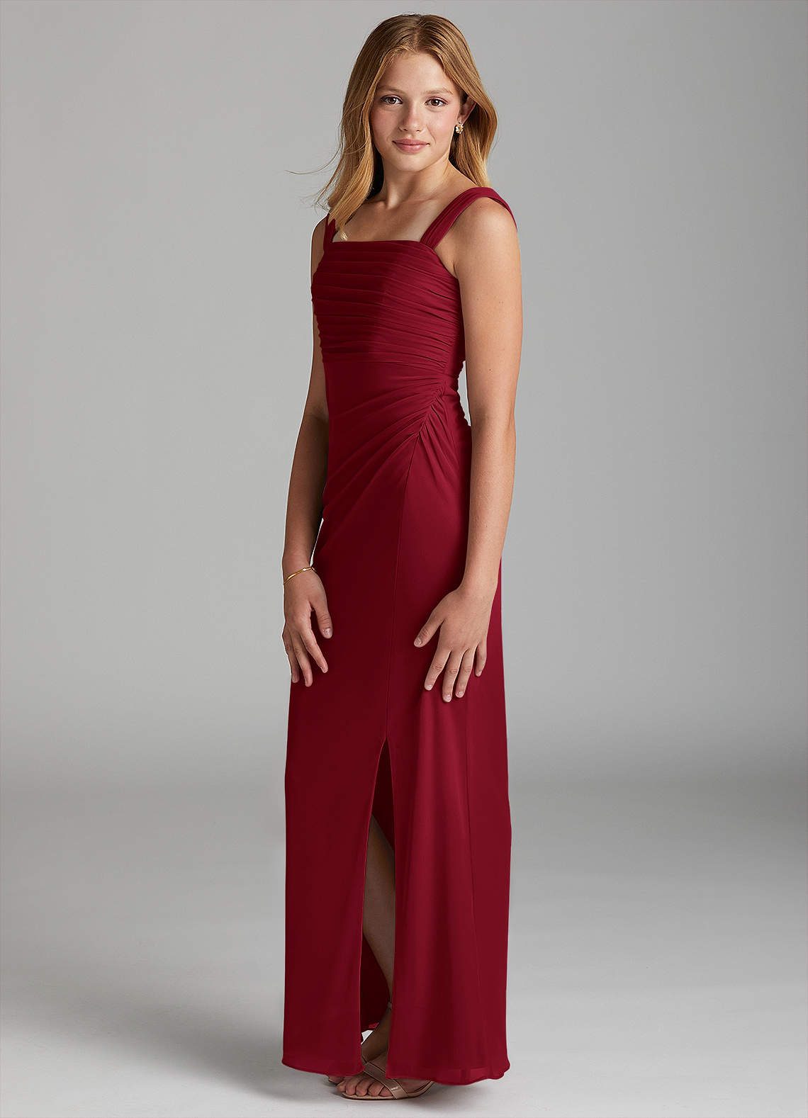 Burgundy Azazie Jesaphine Junior Junior Bridesmaid Dresses | Azazie