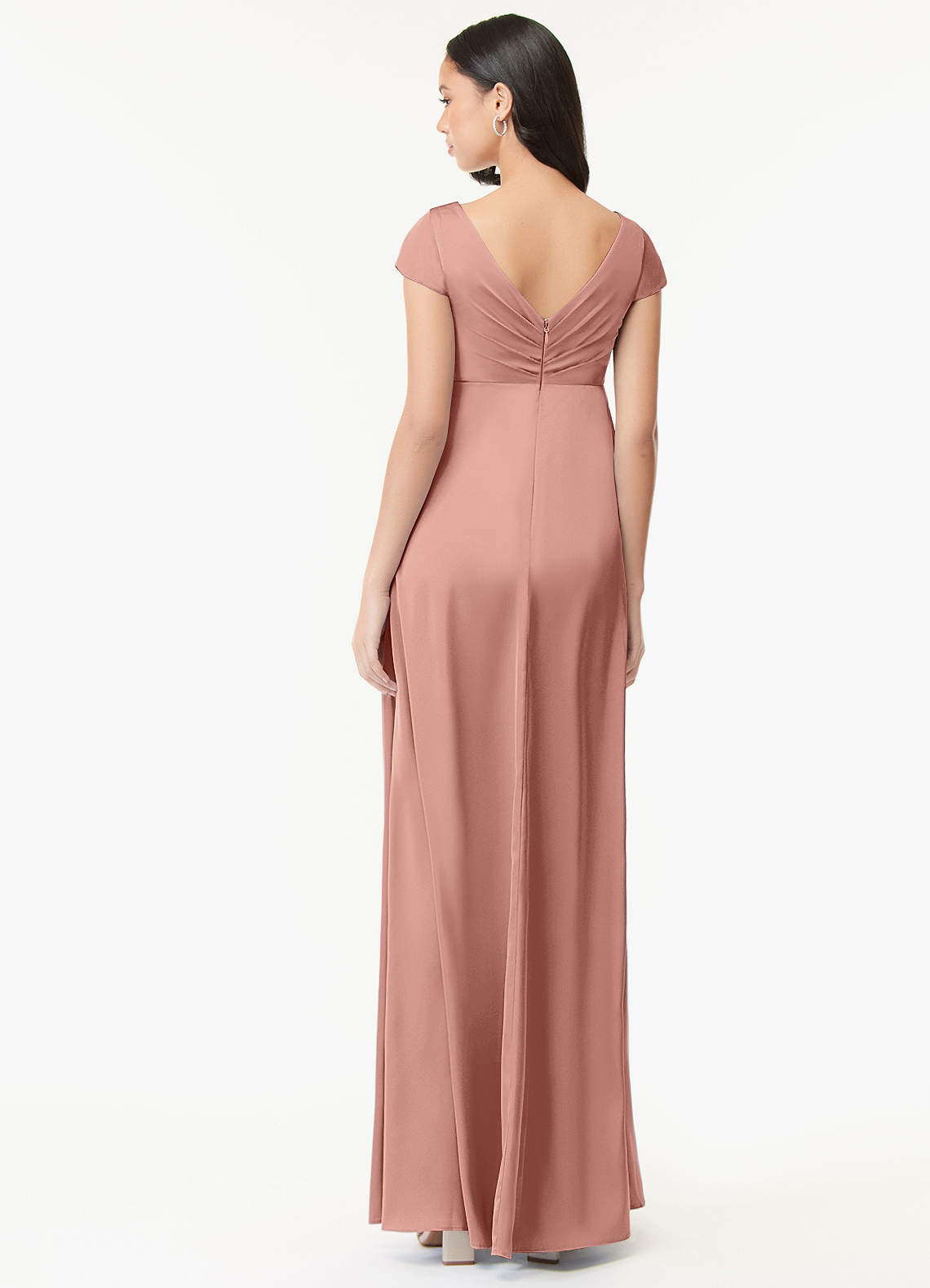 Azazie Allessia Stretch Satin Dress Rosette Maternity Bridesmaid ...