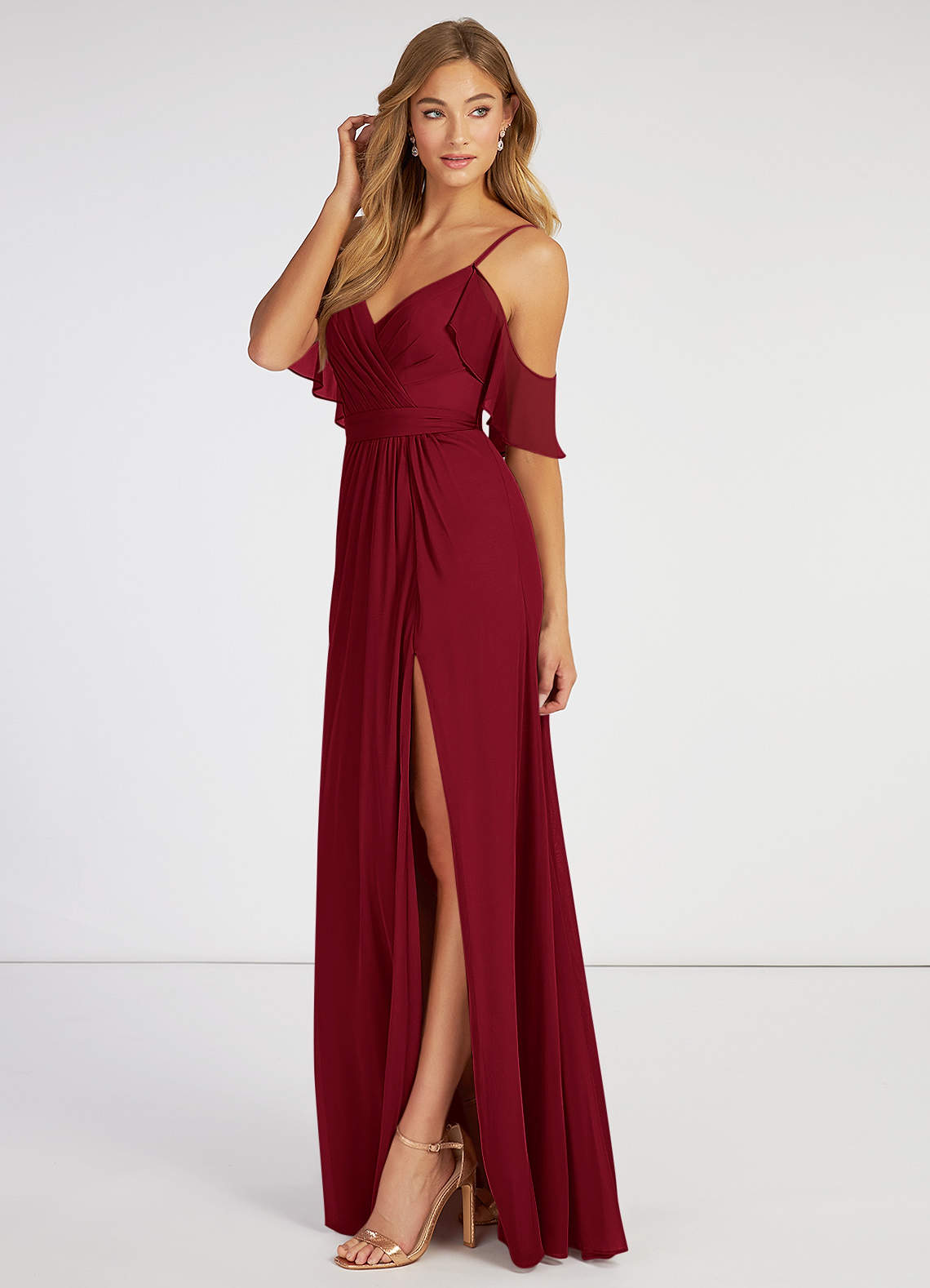 Burgundy Azazie Fiena Bridesmaid Dresses | Azazie
