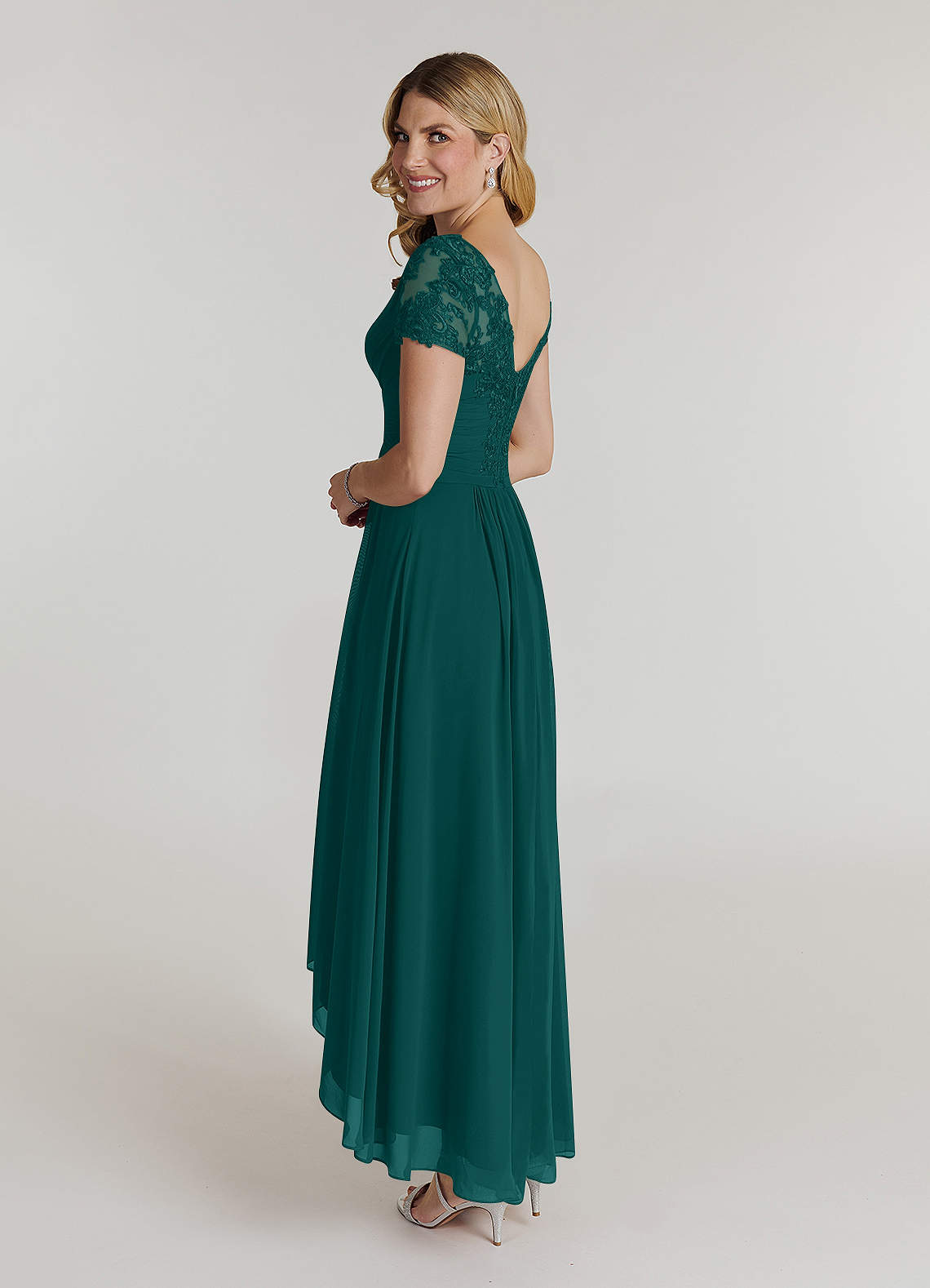 Azazie Thais Peacock A-Line Lace Chiffon Dress | Azazie