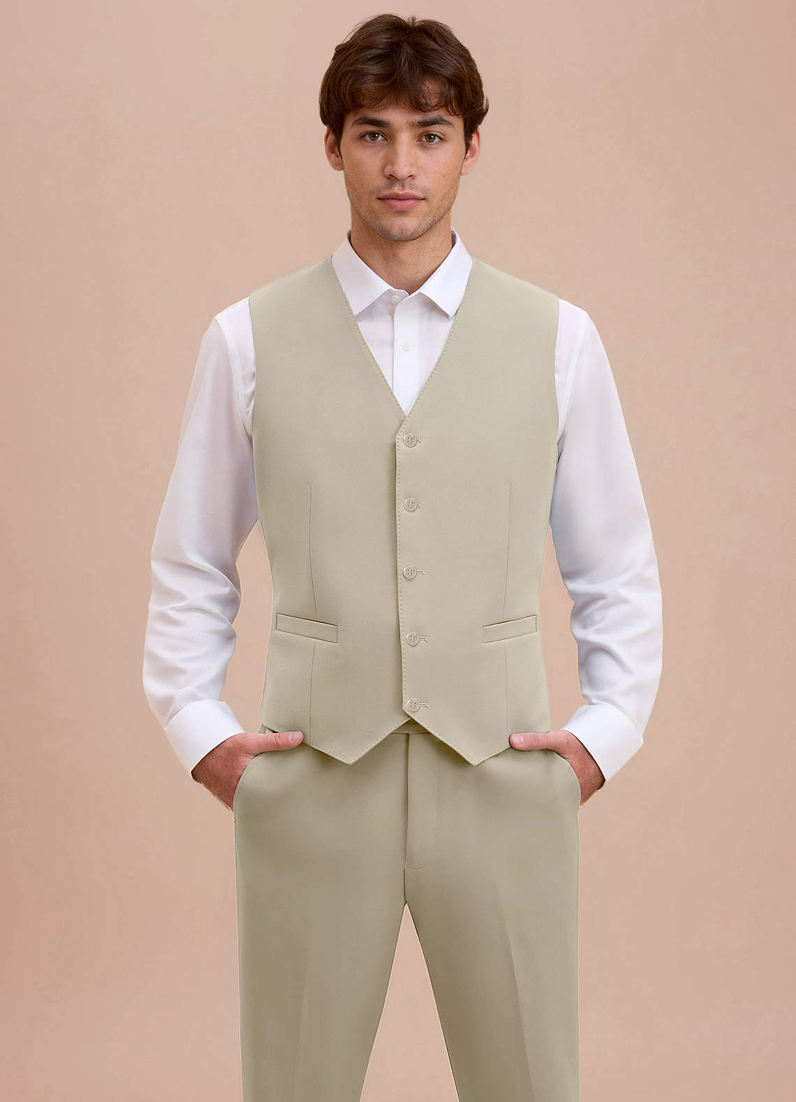 Ethan Tan Refined Weave Performance Suit Vest | Slim Short Suit Vests ...