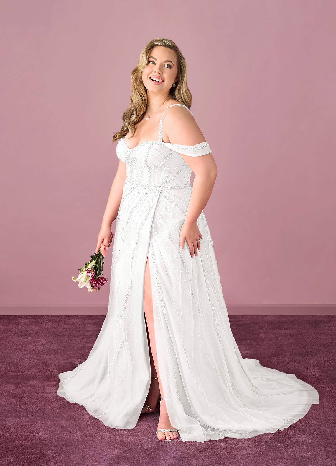 Barbie ♥ Azazie Beaded Motif Corset Bodice Tulle A-Line Gown | Azazie