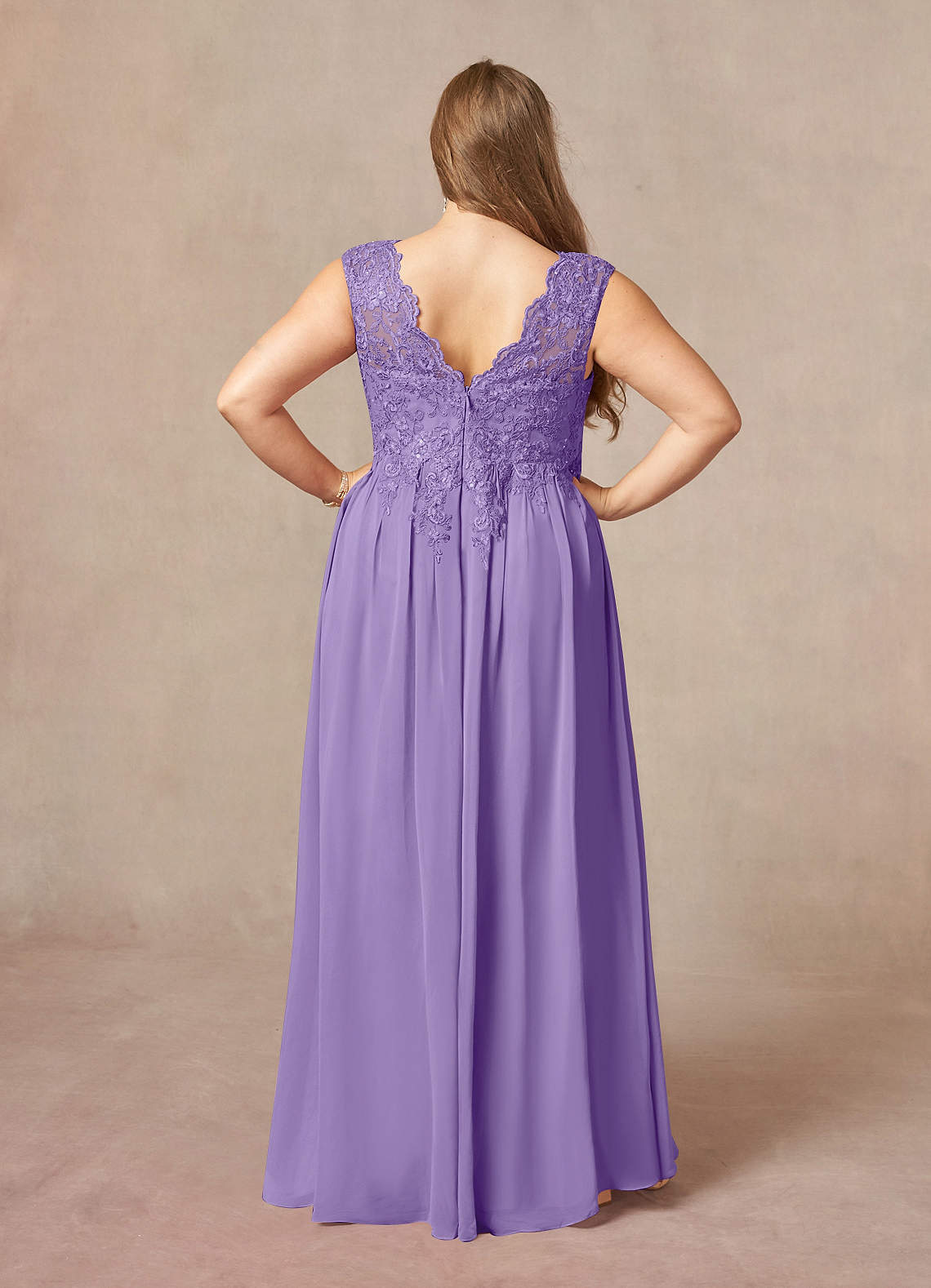 Tahiti Azazie Amethyst A-Line V-Neck Sequins Chiffon Floor-Length Dress ...