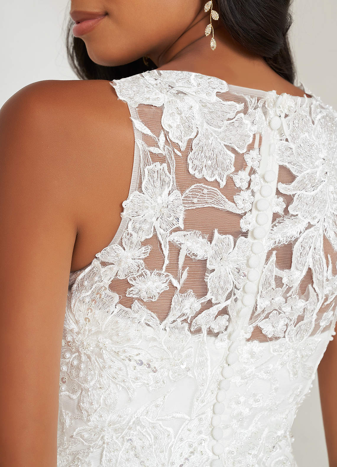 Diamond White Azazie Glinda A-Line Sequins Matte Satin Chapel Train ...