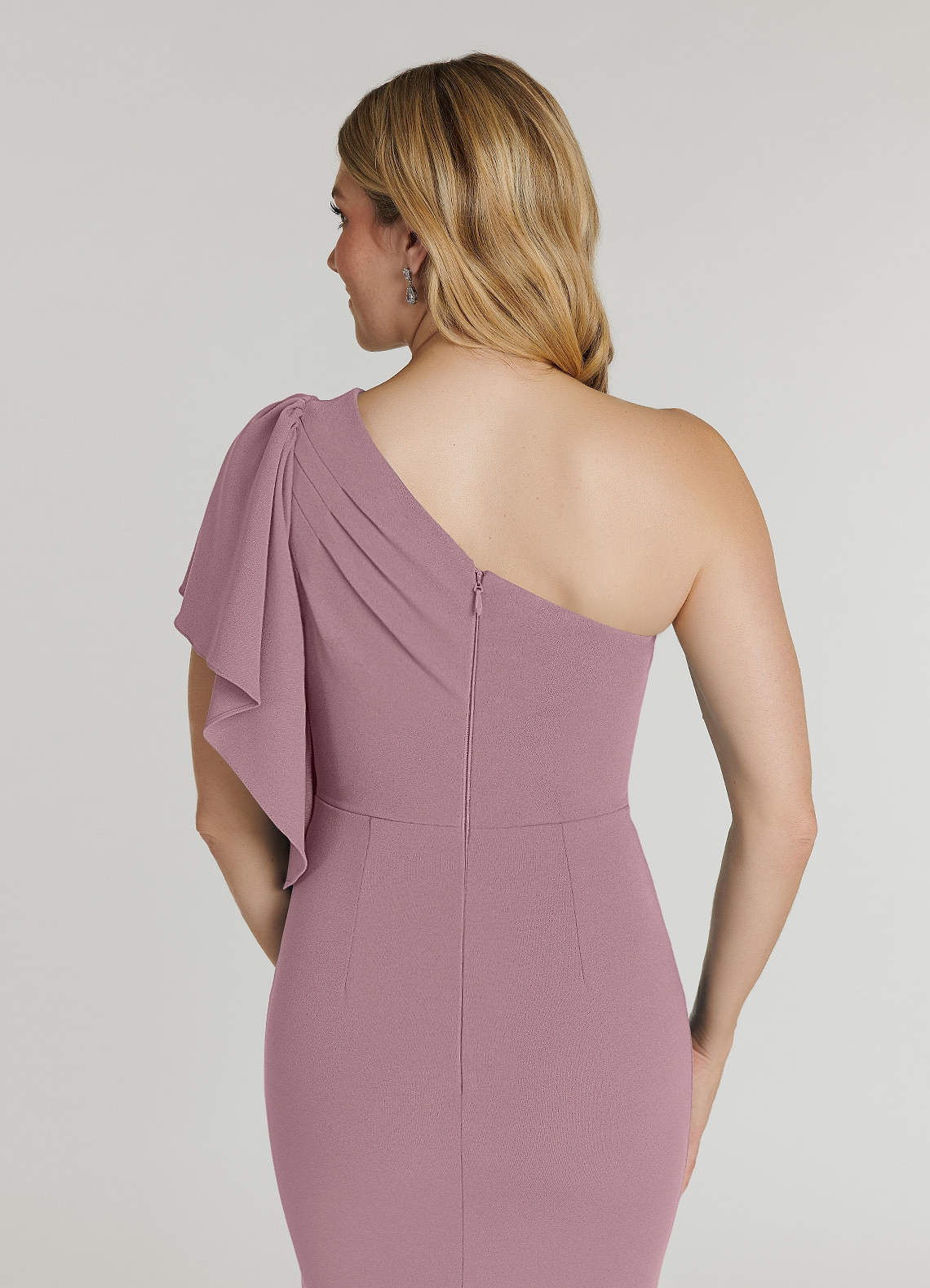 Dusty Rose Azazie Pia Mermaid Pleated Stretch Crepe Sweep train Dress ...