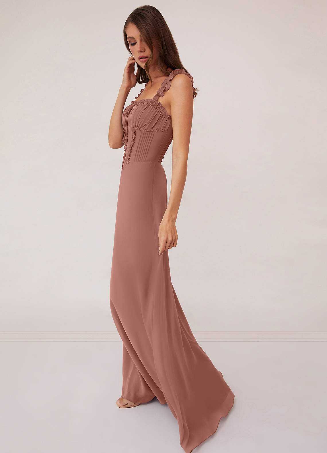Cedar Rose Dropped Waist Ruffle Chiffon A-line Dress Bridesmaid Dresses ...