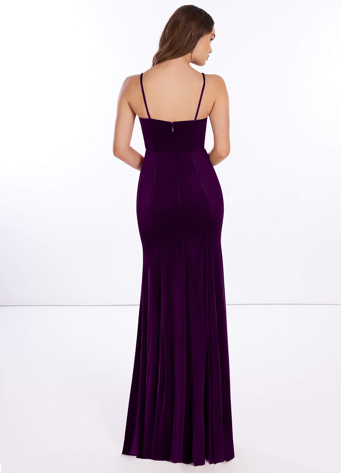 Grape Azazie Solange Velvet Dress Bridesmaid Dresses | Azazie