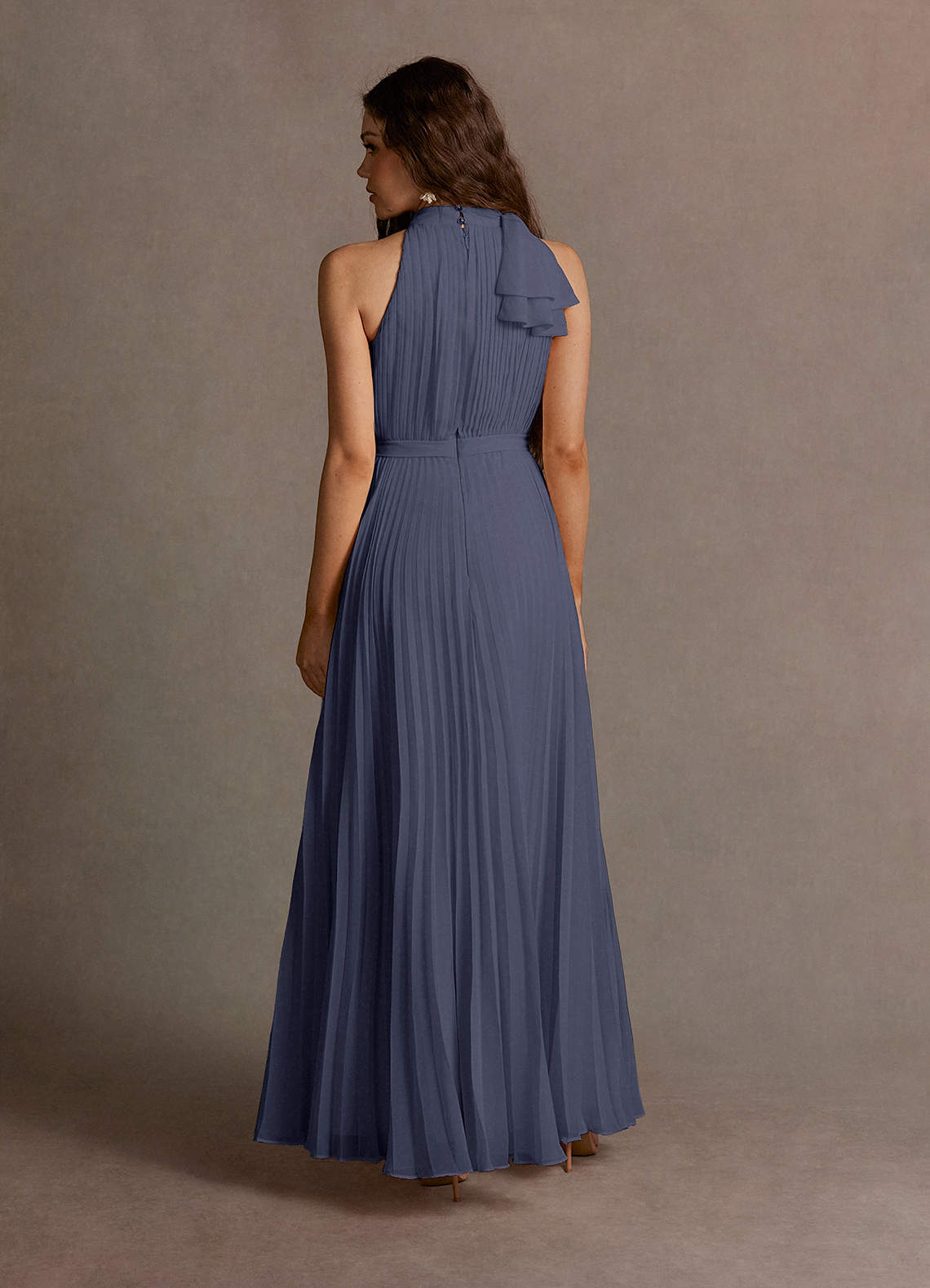 Michaela Blue Jay Pleated Maxi Dress Atelier Dresses | Azazie