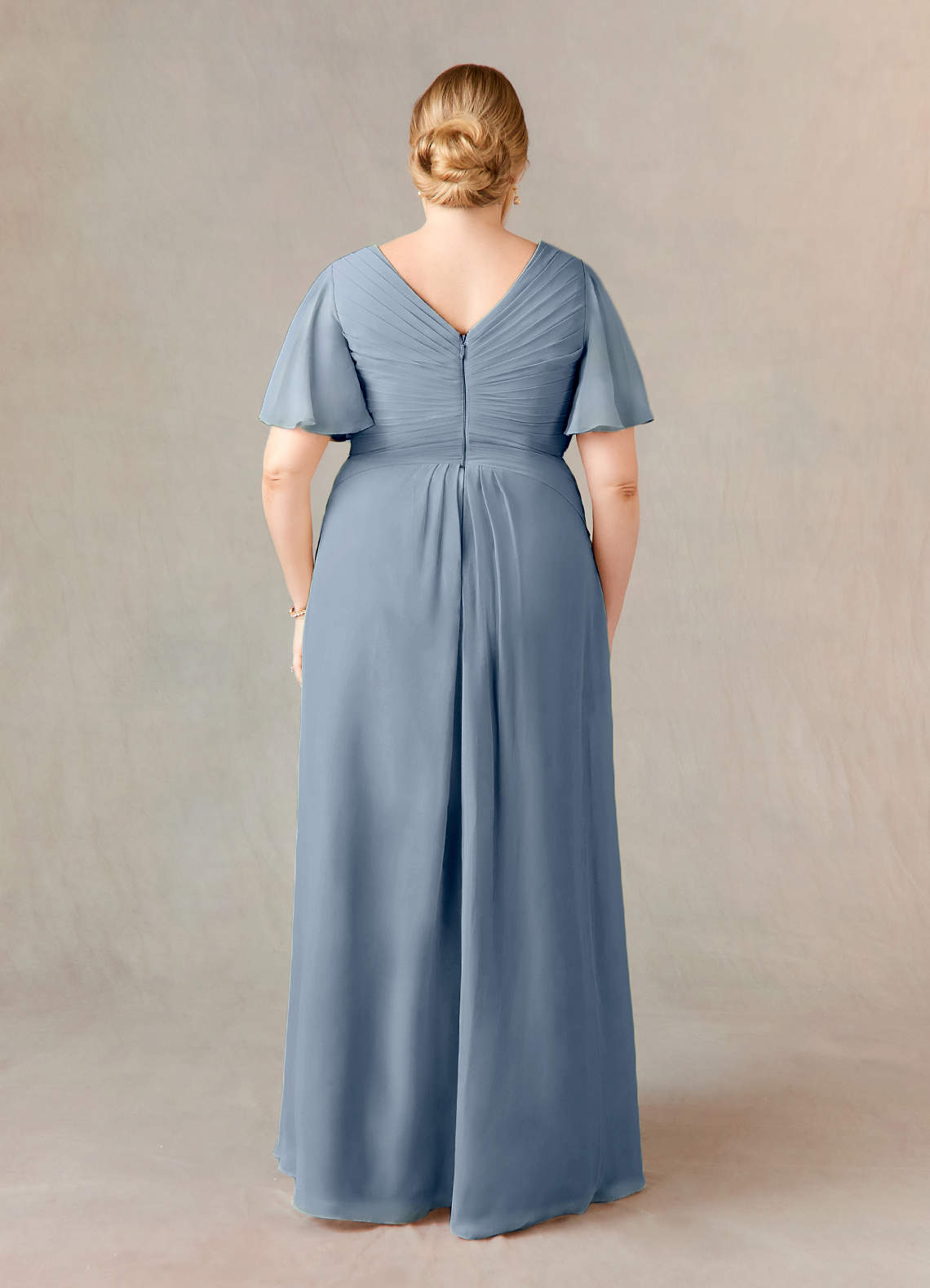 Azazie Morning Glory Twilight A-Line V-Neck Ruched Chiffon Dress | Azazie