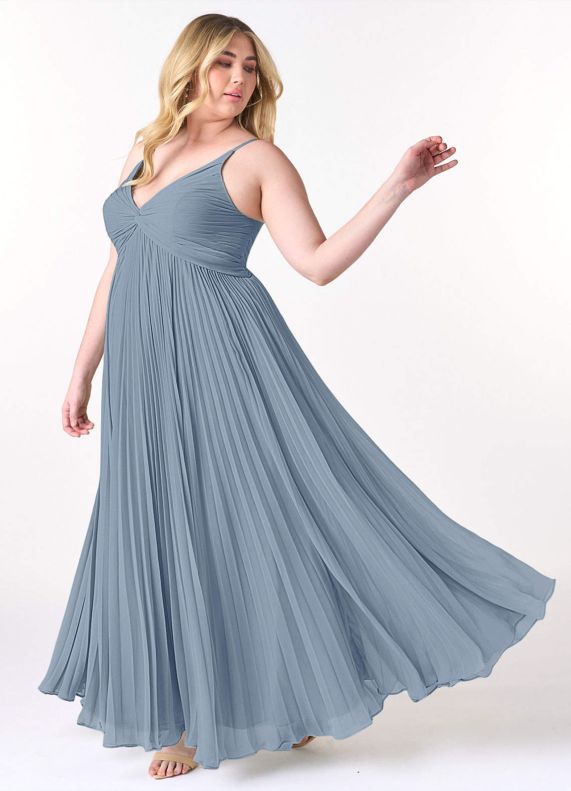 Dusty Blue Azazie Raychelle Bridesmaid Dresses | Azazie