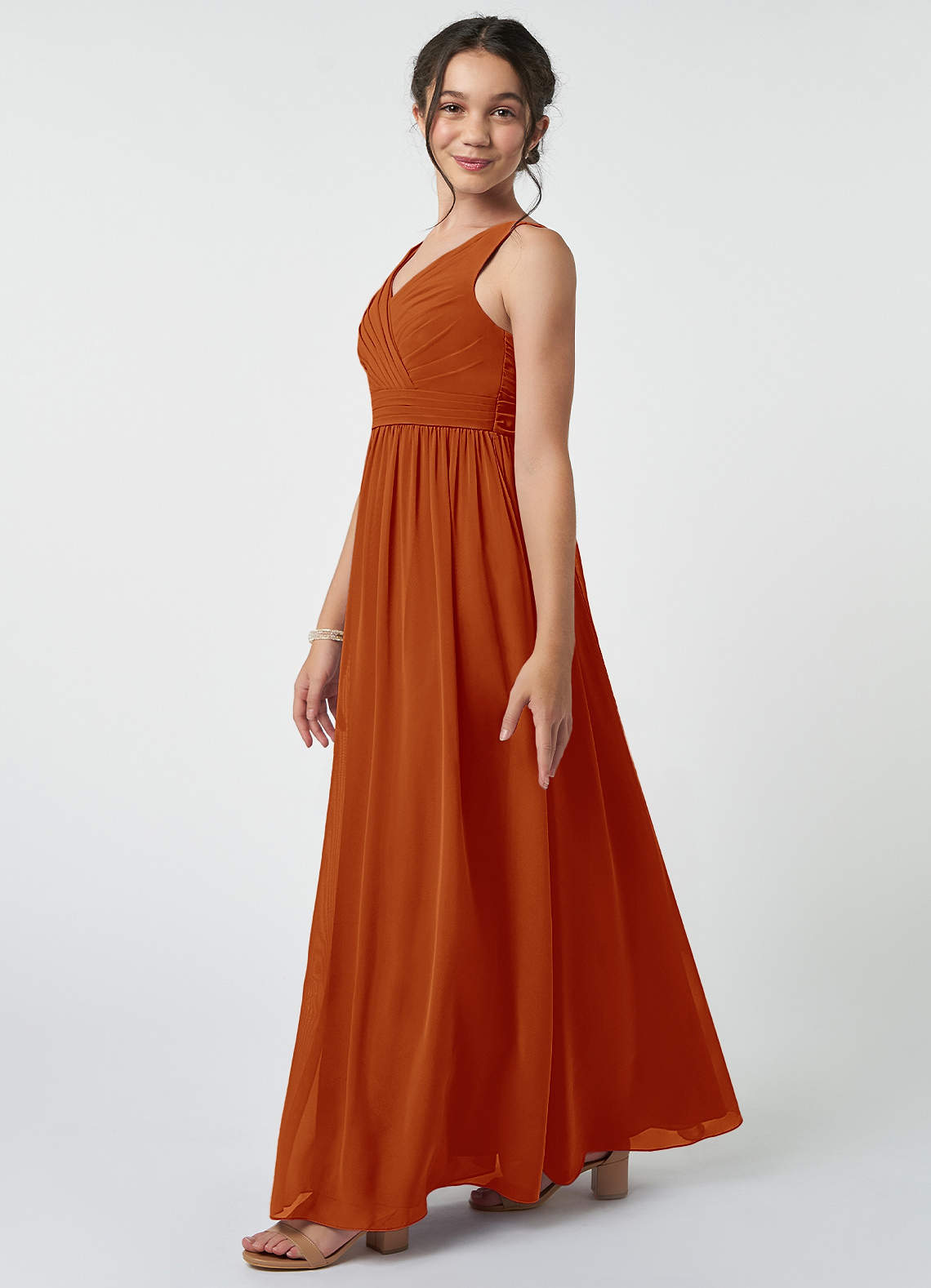 Azazie Kora Junior Bridesmaid Dress in Paprika | Azazie