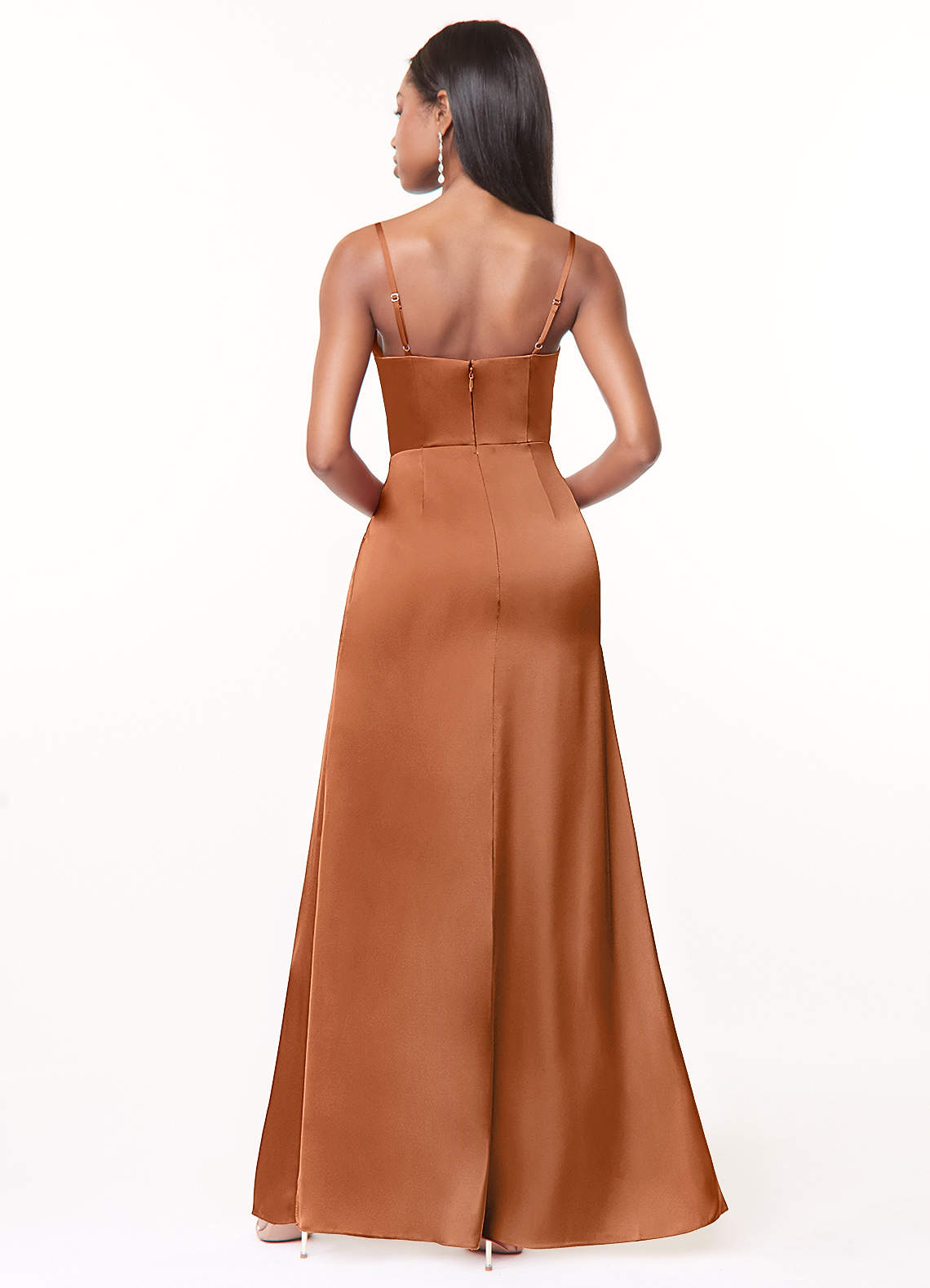 Copper Azazie Maci Stretch Satin Dress Bridesmaid Dresses | Azazie