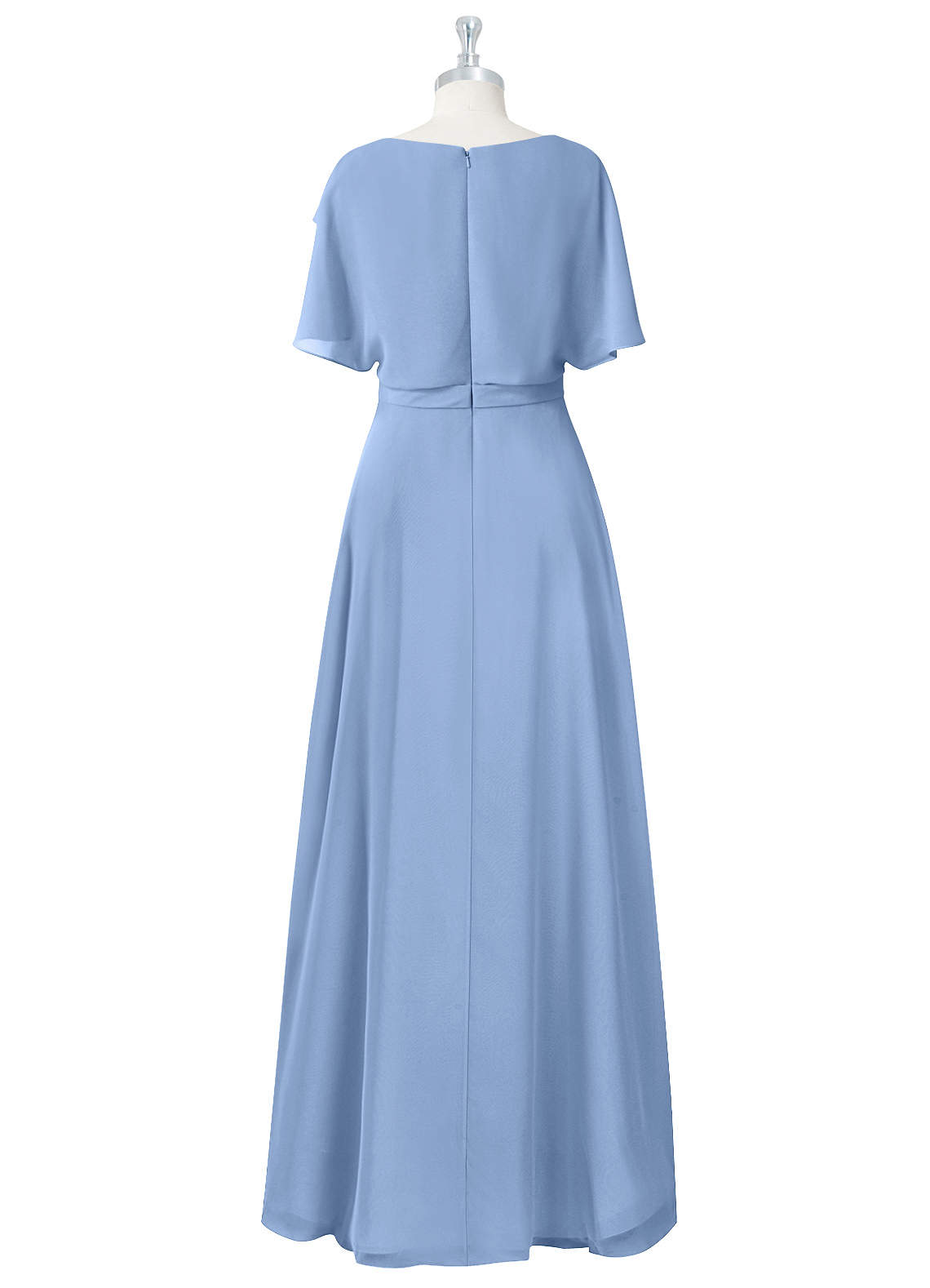 Azazie Aaliyah Steel Blue Modest Bridesmaid Dresses Azazie