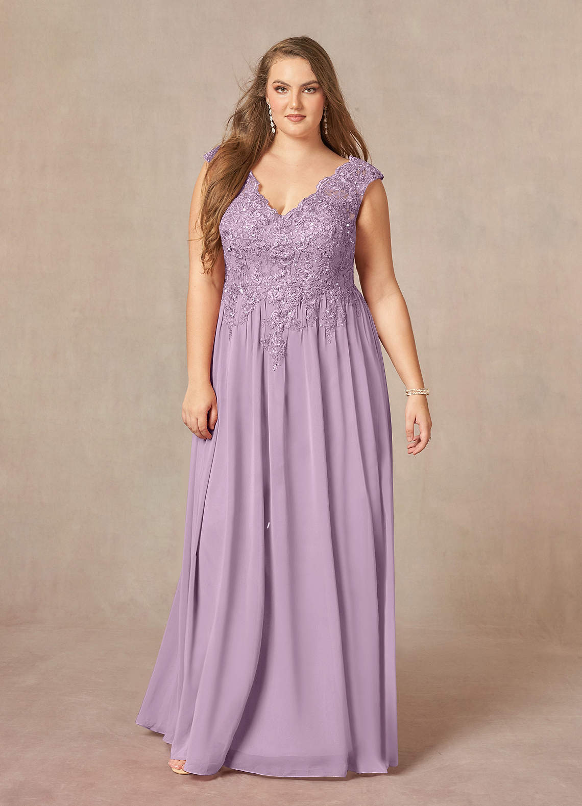 Wisteria Azazie Amethyst Wisteria A-Line V-Neck Sequins Chiffon Dress ...