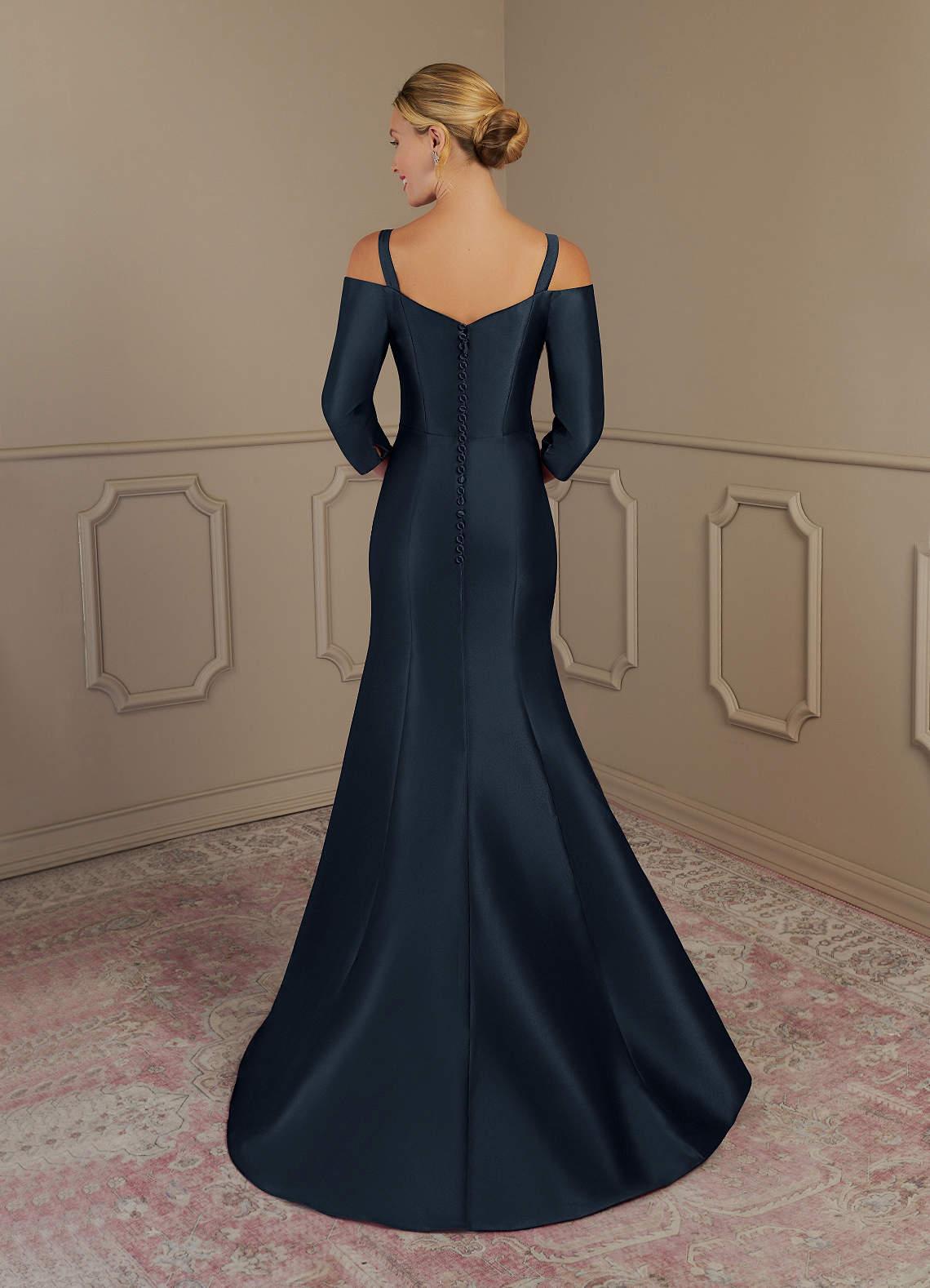 Azazie Agetha Dark Navy Mermaid Off the Shoulder Mikado Dress | Azazie