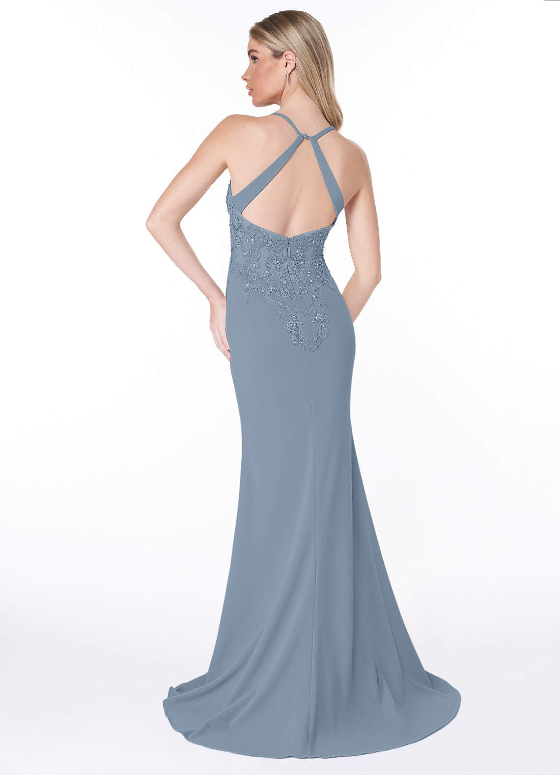 Dusty Blue Azazie Adaly Bridesmaid Dresses | Azazie
