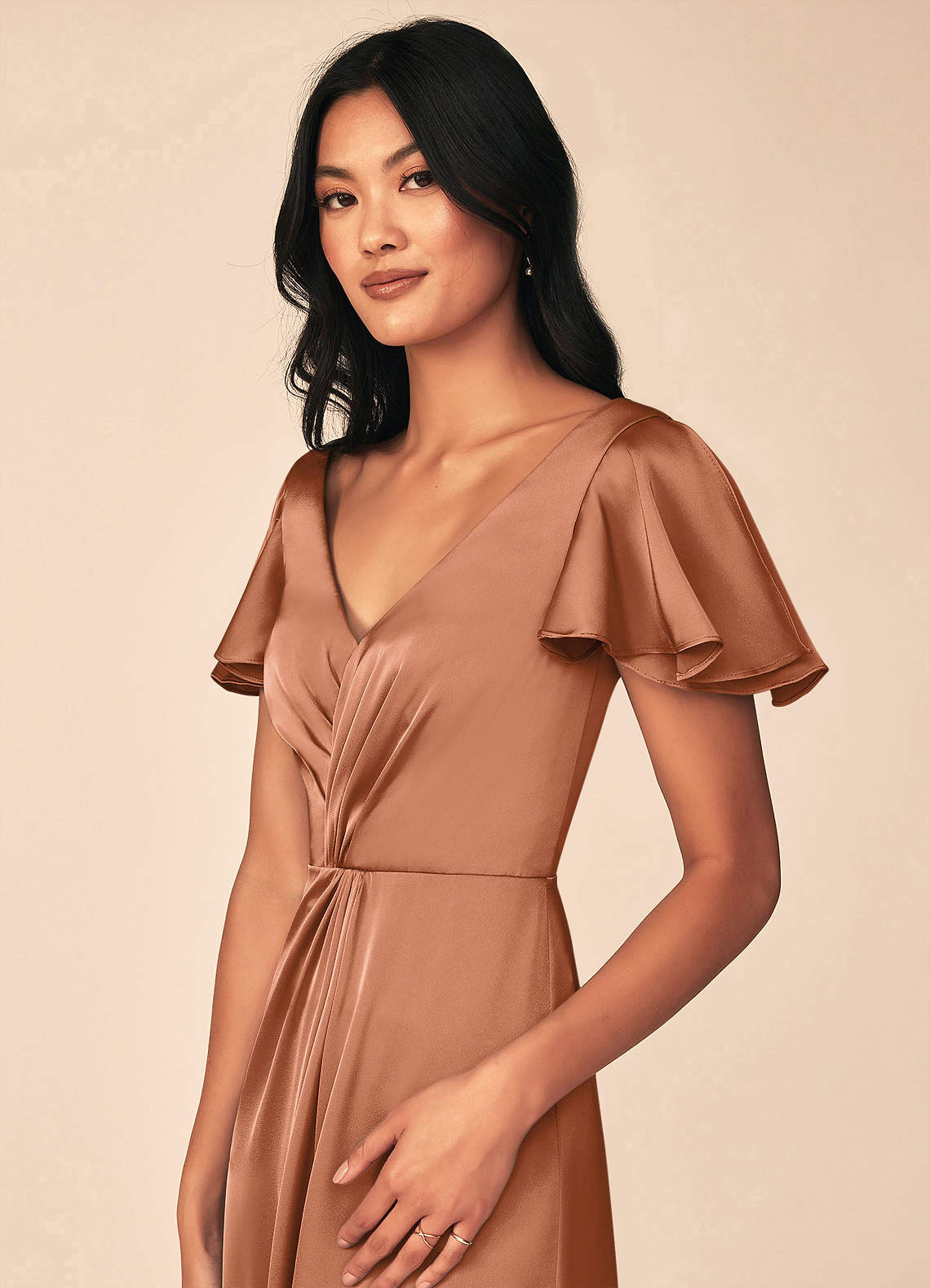 Bronzer Azazie Soren Stretch Satin Dress Bridesmaid Dresses | Azazie