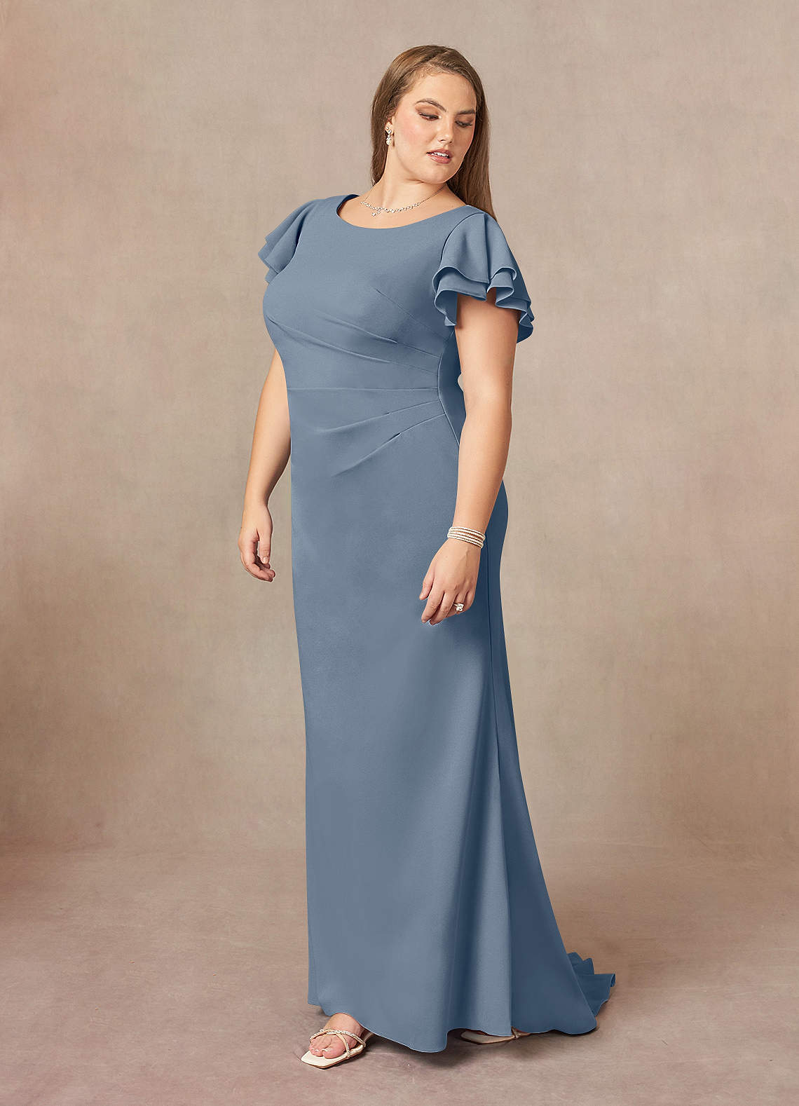 Azazie Peppermint Twilight Mermaid Scoop Ruched Stretch Crepe Dress ...