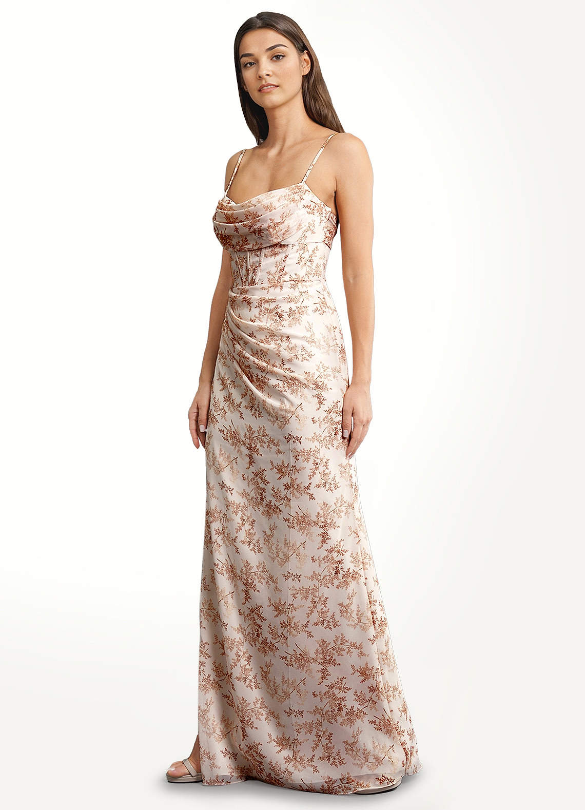 Pink Fern Floral Azazie Mai Bridesmaid Dresses | Azazie