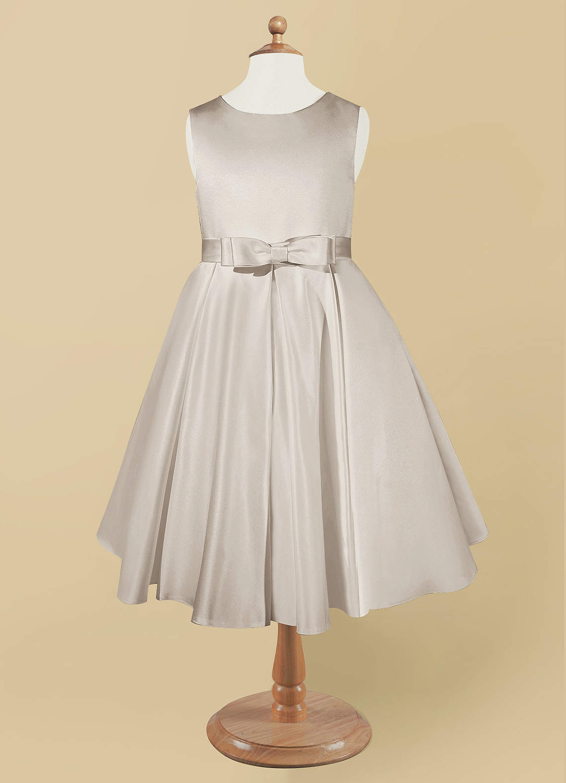 Frost Azazie Coco A-Line Bow Matte Satin Knee-Length Dress | Azazie