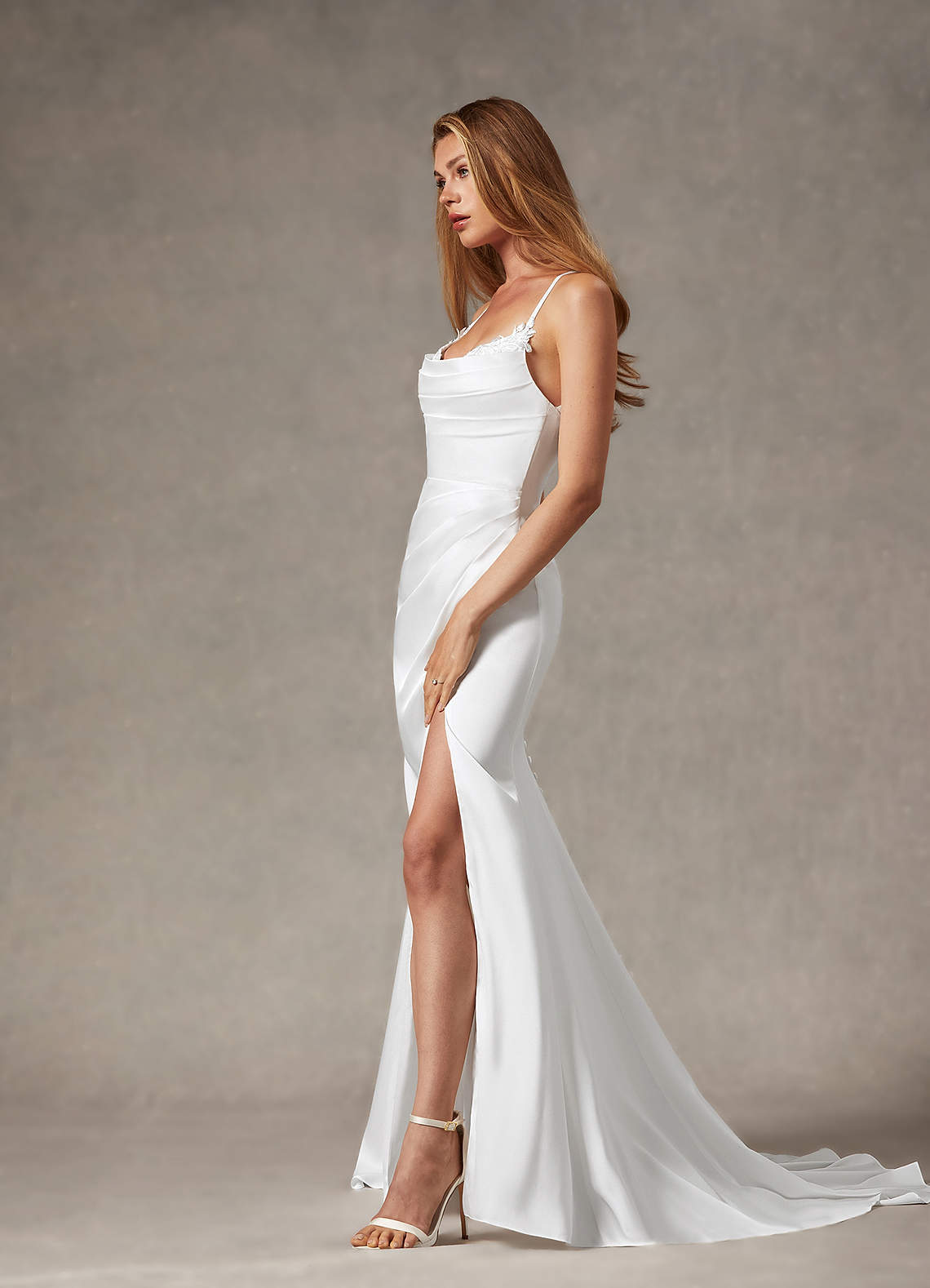 White satin wedding dress store