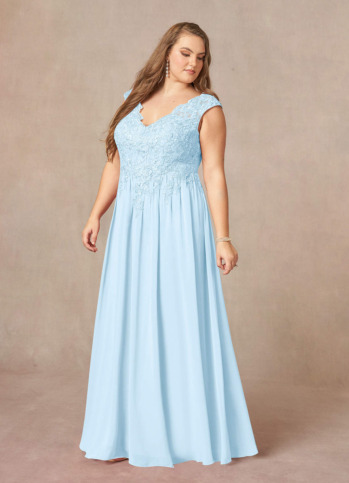 Azazie Amethyst Sky Blue A-Line V-Neck Sequins Chiffon Dress | Azazie
