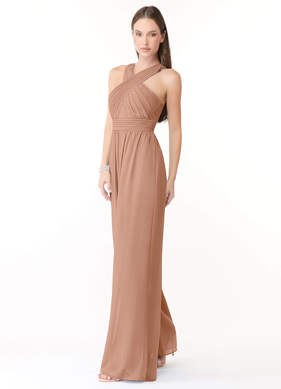 Champagne Rose Azazie Berdie Jumpsuit Bridesmaid Dresses | Azazie