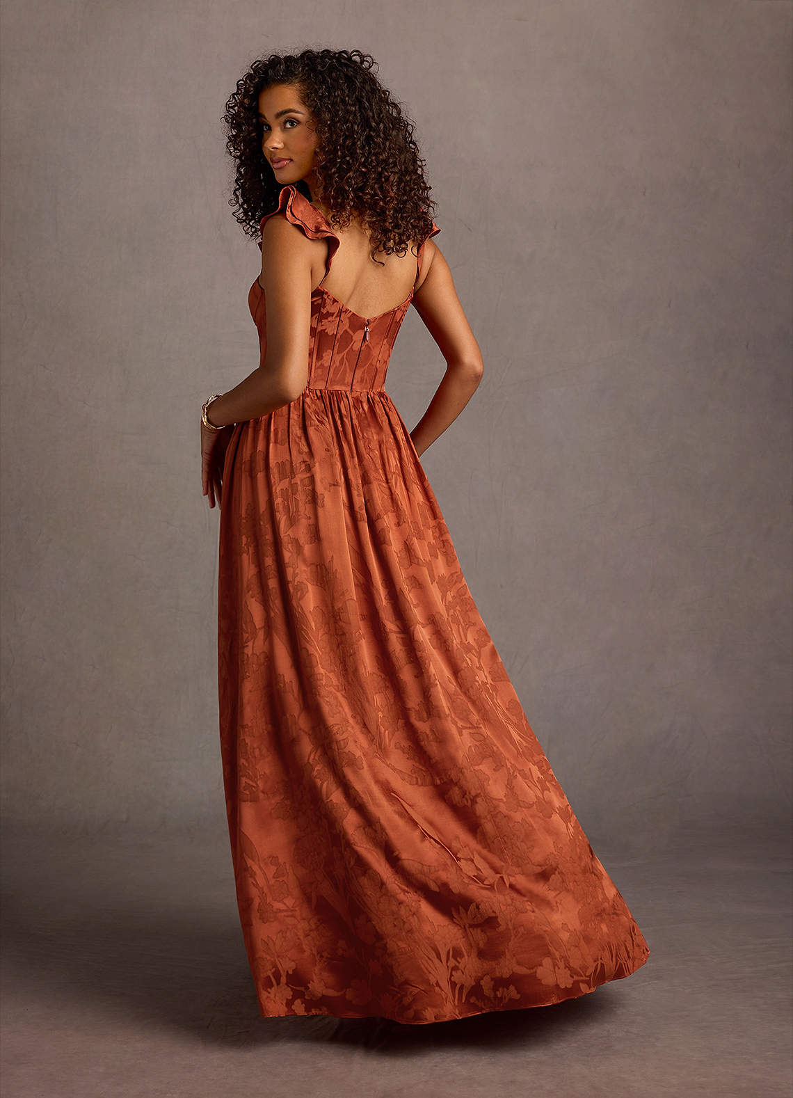 Jianna Rust Flutter Sleeves Maxi Dress | Azazie