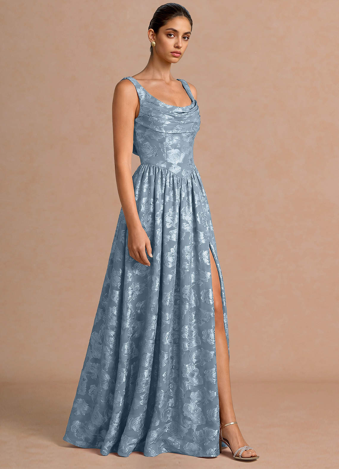 Novi Dusty Blue Maxi Dress | Azazie