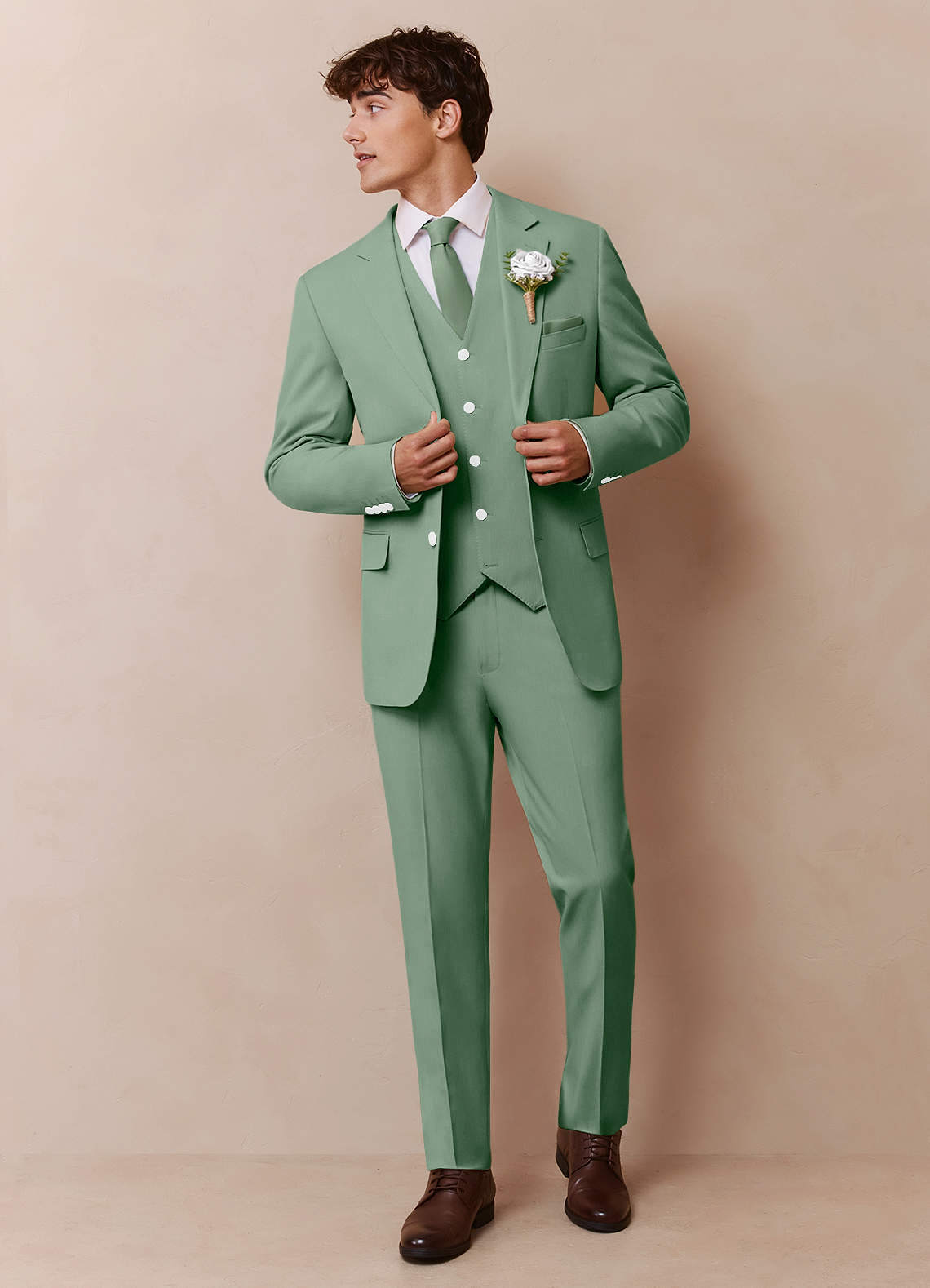 James Matcha Structured Stretch 3-piece suit | Suit Sets |Azazie
