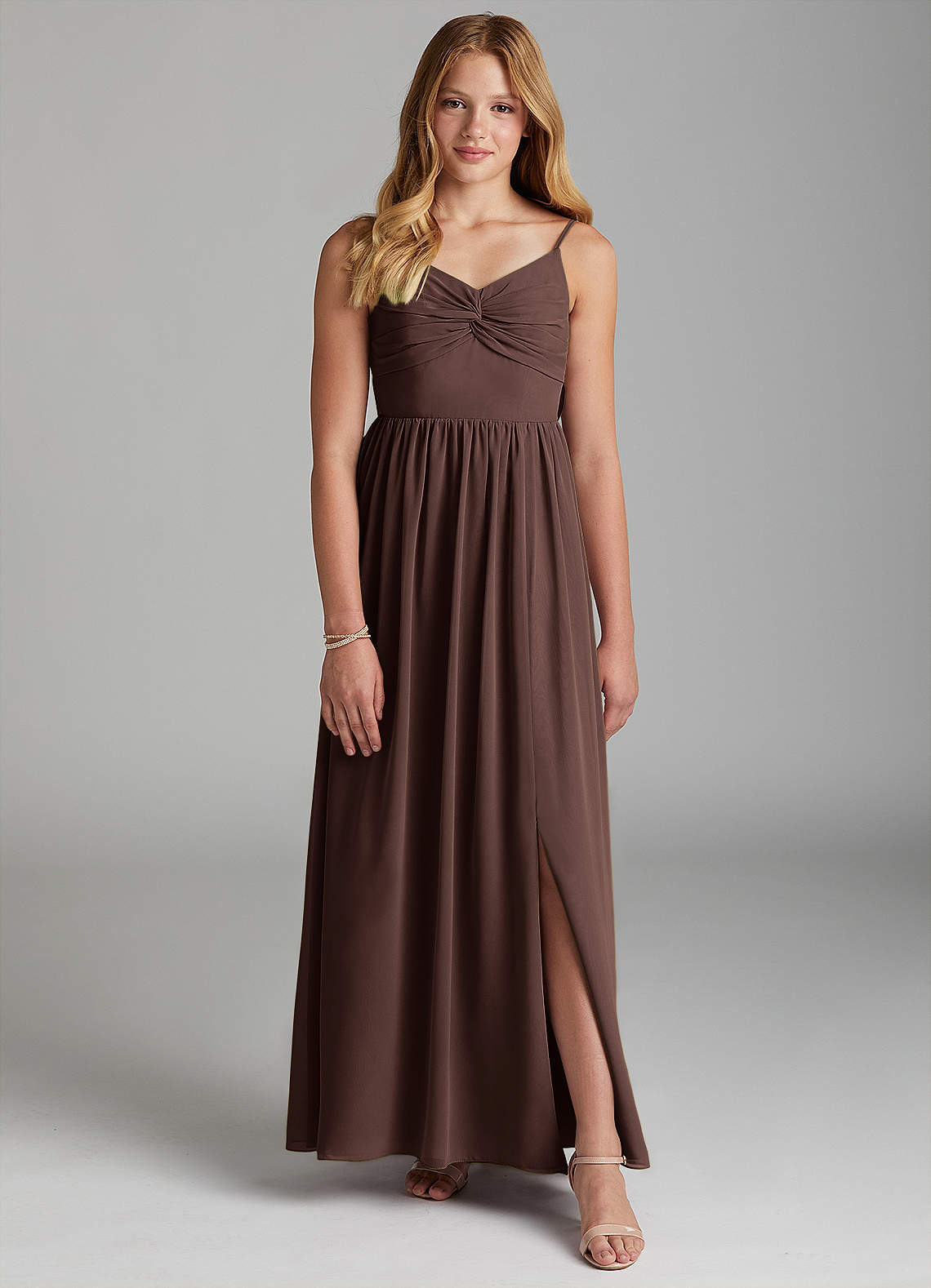 Azazie Zeya Junior Bridesmaid Dress in Ganache | Azazie UK