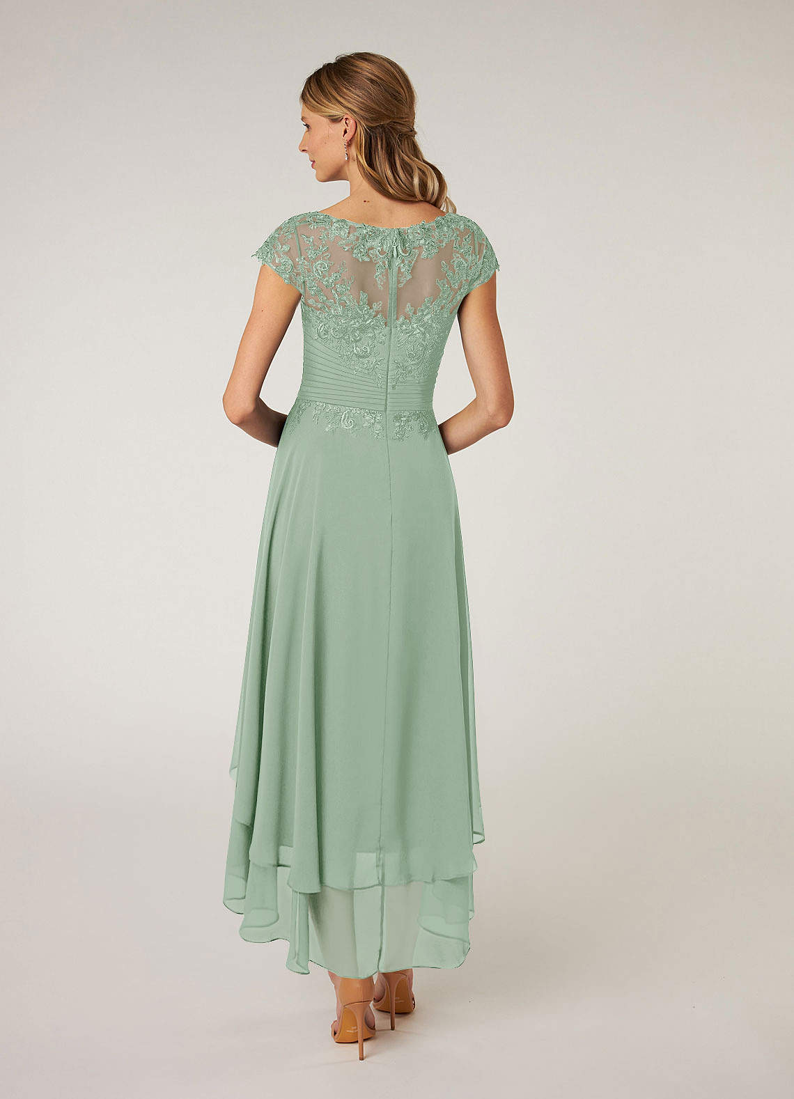 Agave Azazie Shonda Agave Lace Chiffon Dress | Azazie