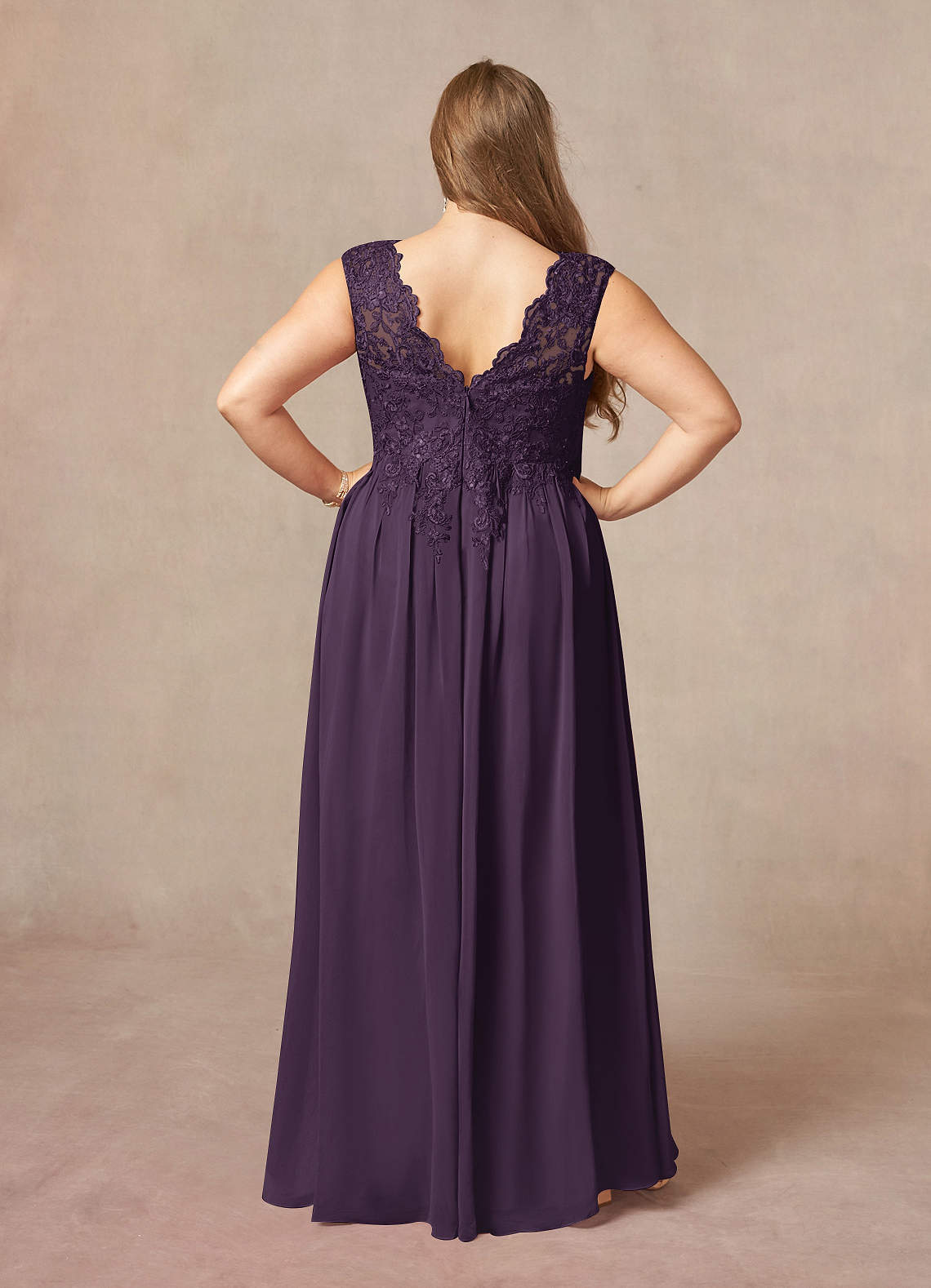 Azazie Amethyst Plum A-Line V-Neck Sequins Chiffon Dress | Azazie CA