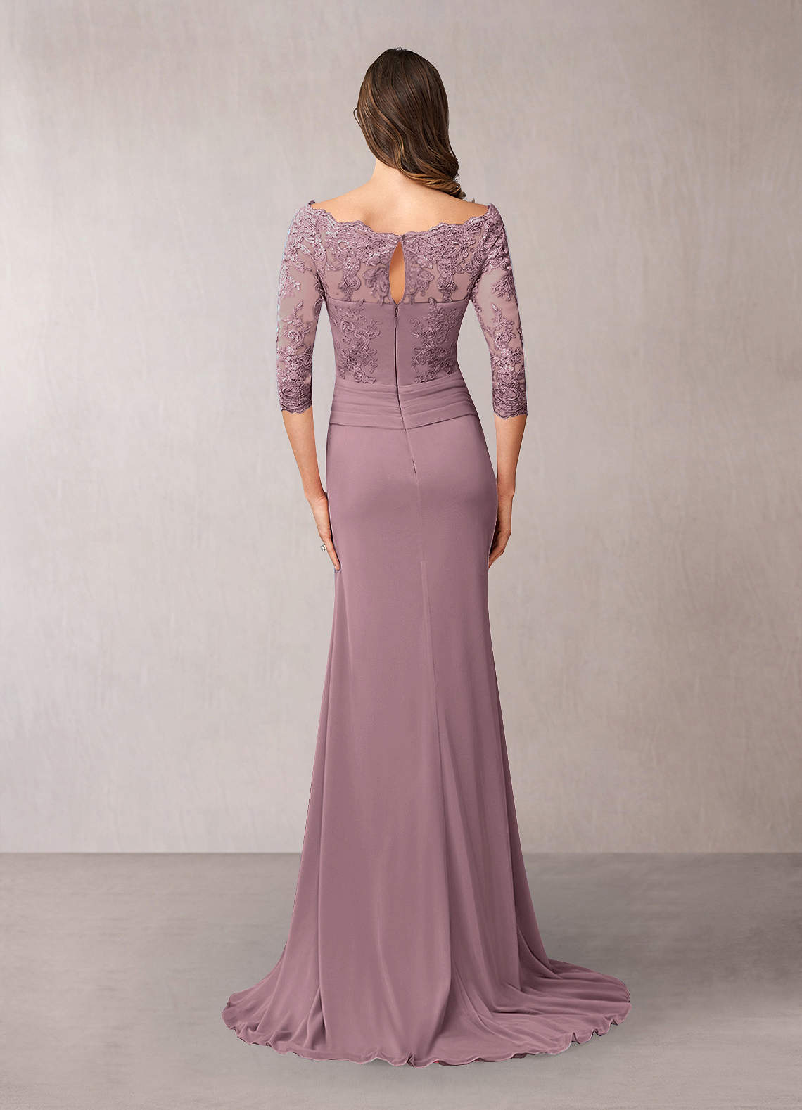 Azazie Rhonda Dusty Rose Mermaid Off the Shoulder Mesh Dress | Azazie