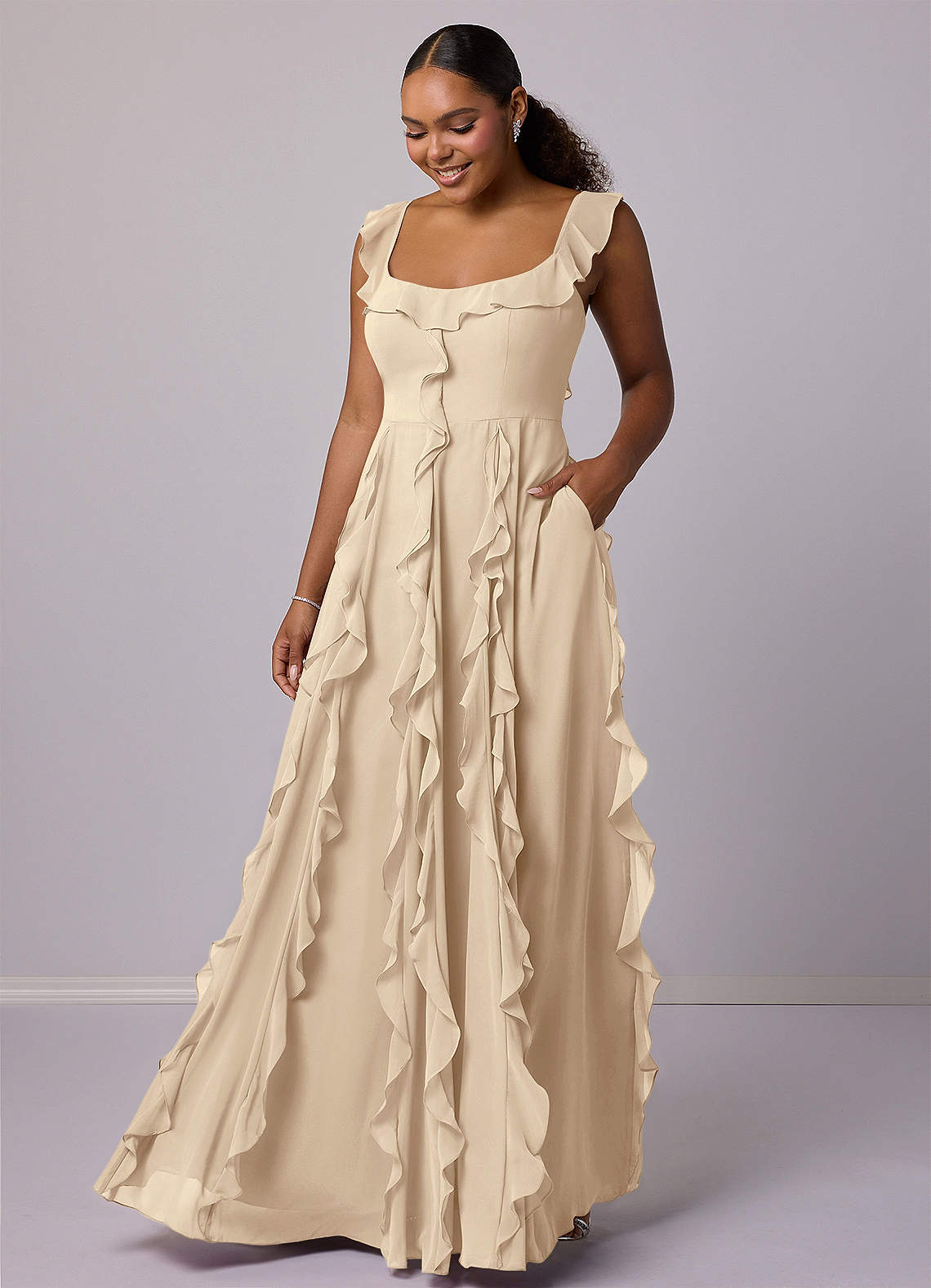 Barbie™ AZAZIE 1024 Champagne Bridesmaid Dresses | Azazie CA