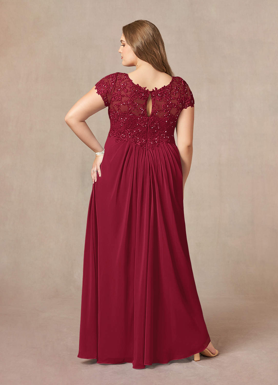 Azazie Jet Burgundy A-Line Sequins Chiffon Dress Mother of the Bride ...