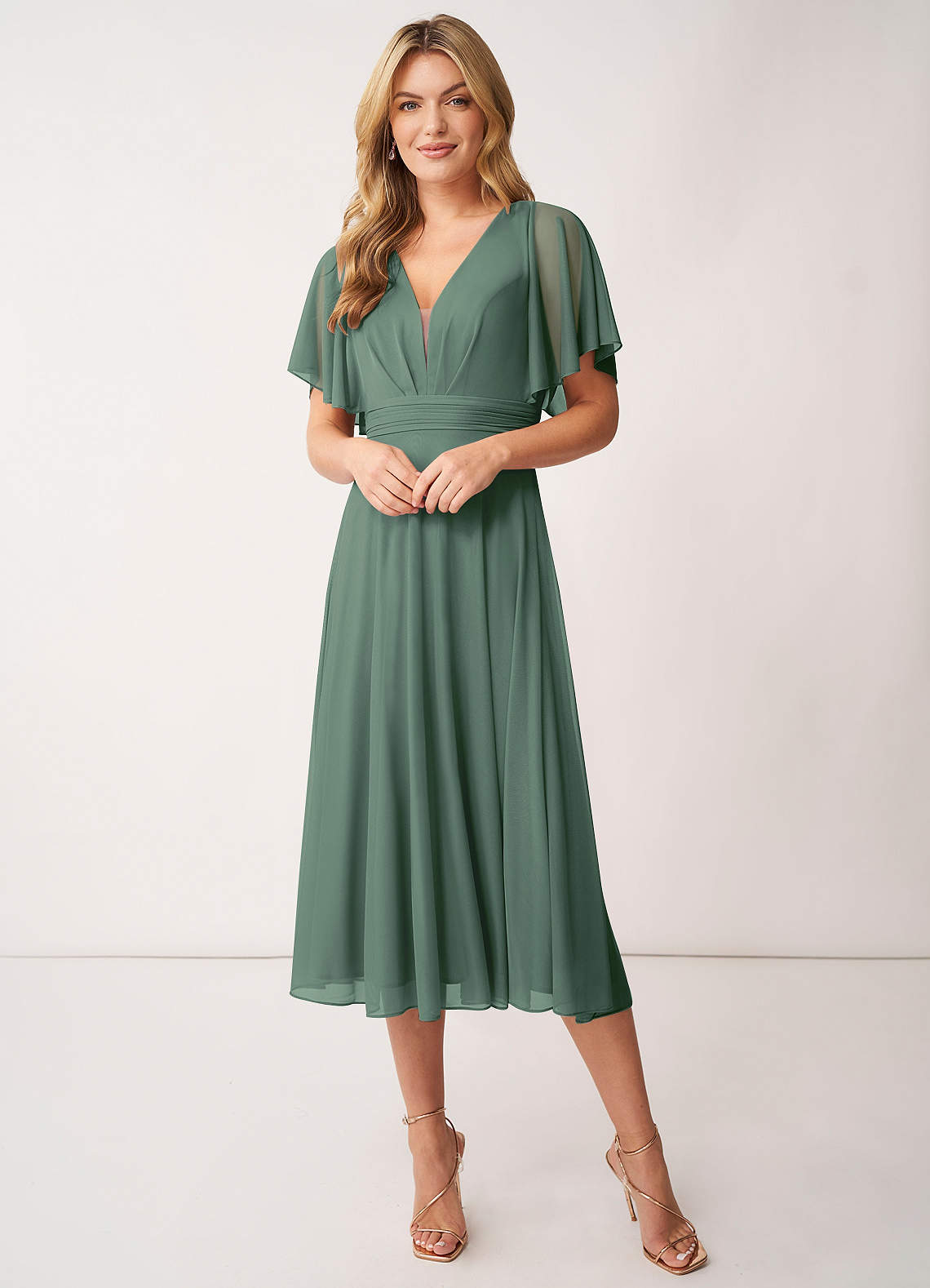 Kleid Eukalyptus Grun Lang