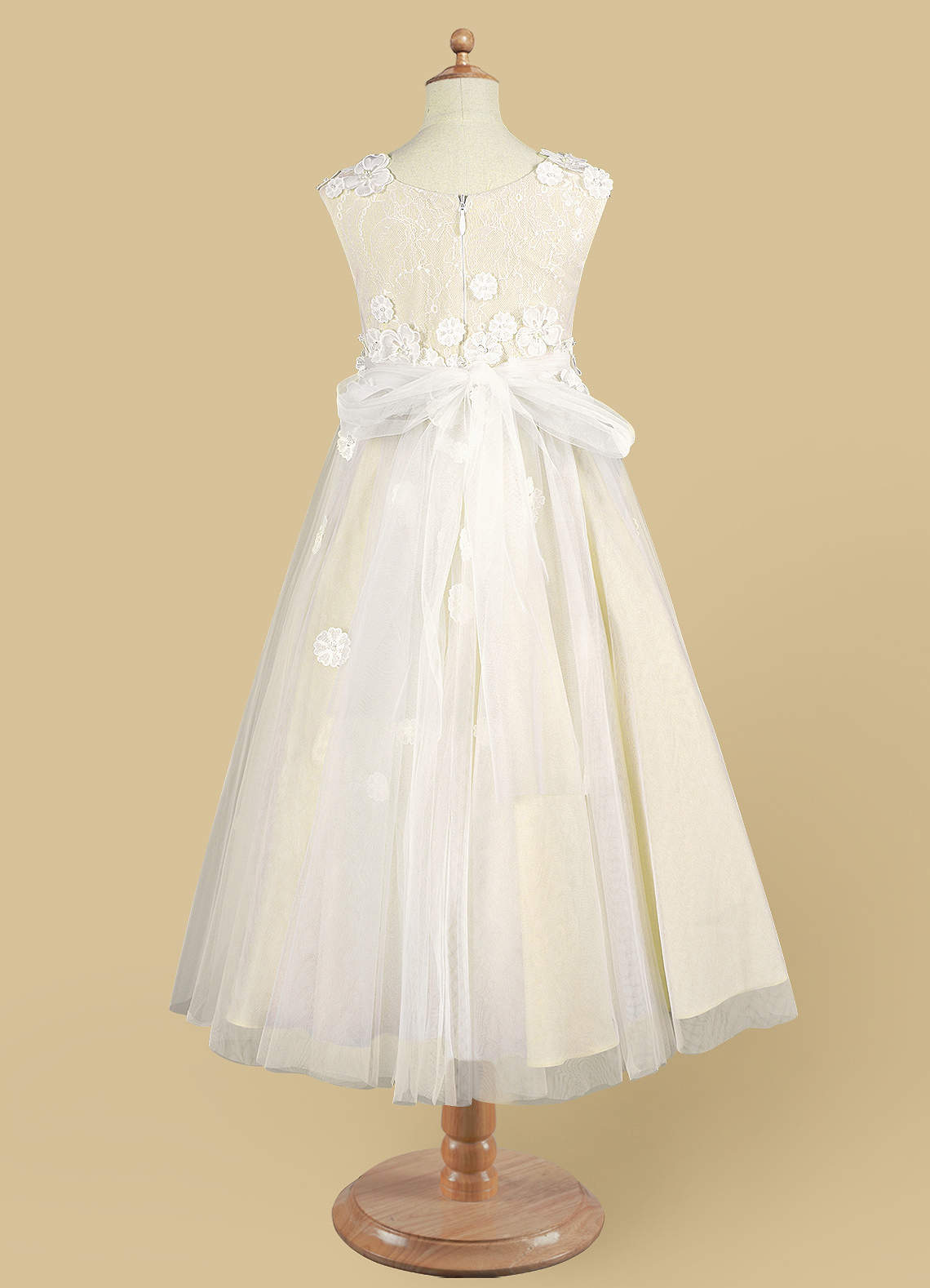 Azazie Alie Diamond White Champagne A-Line Lace Tulle Dress | Azazie