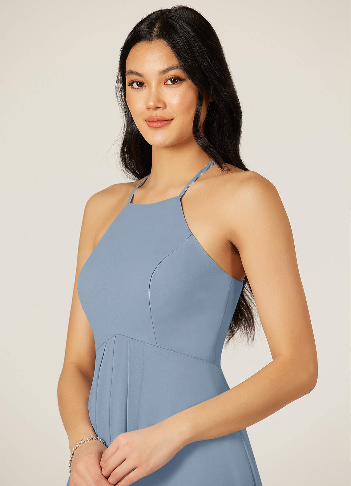Dusty Blue Azazie Sarah Bridesmaid Dresses | Azazie